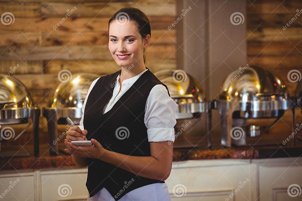 Waitress Taking Order on a Notebook Stock Photo - Image of casual ...