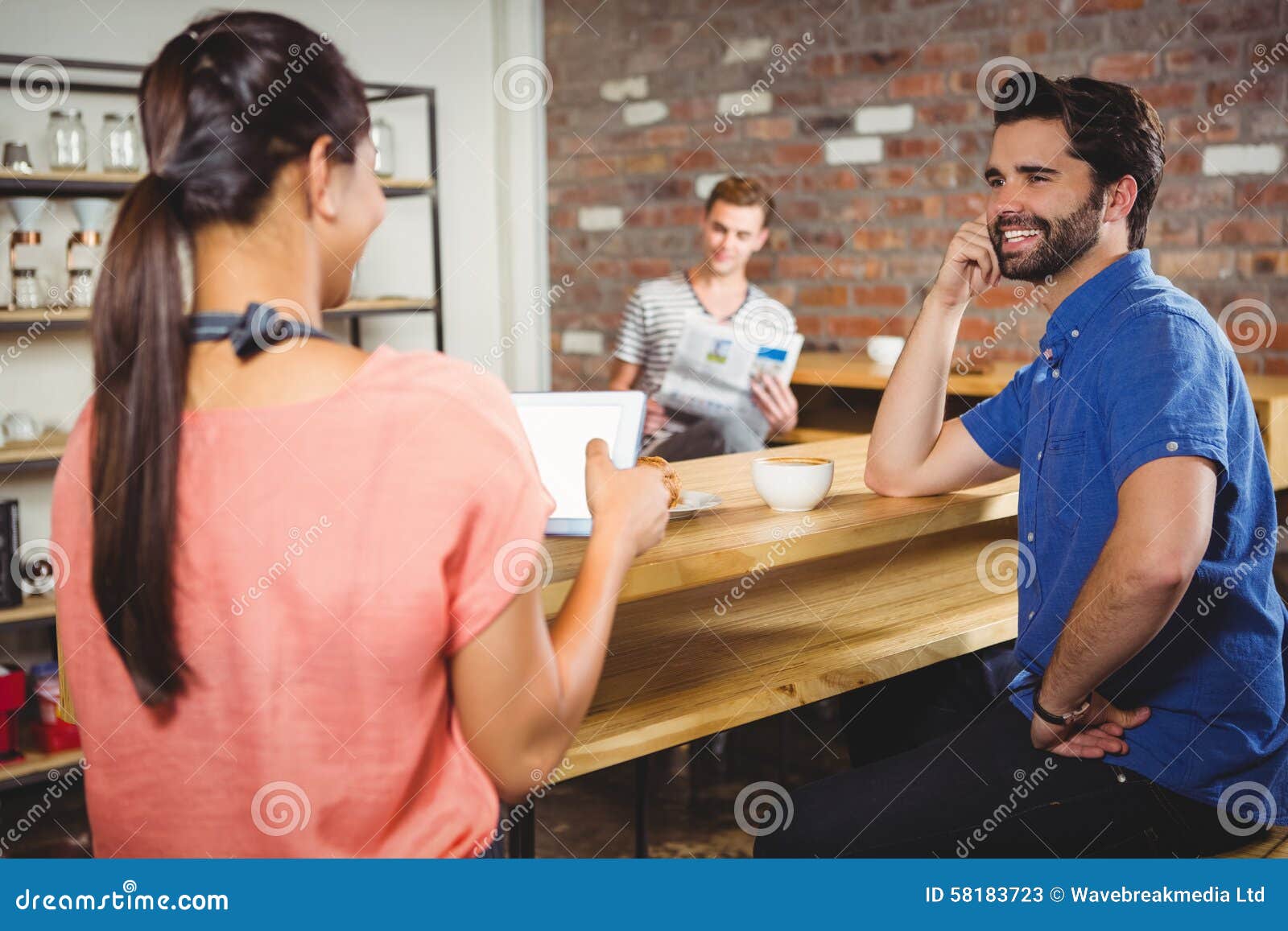Waitress Taking Order with a Tablet Stock Image - Image of digital ...