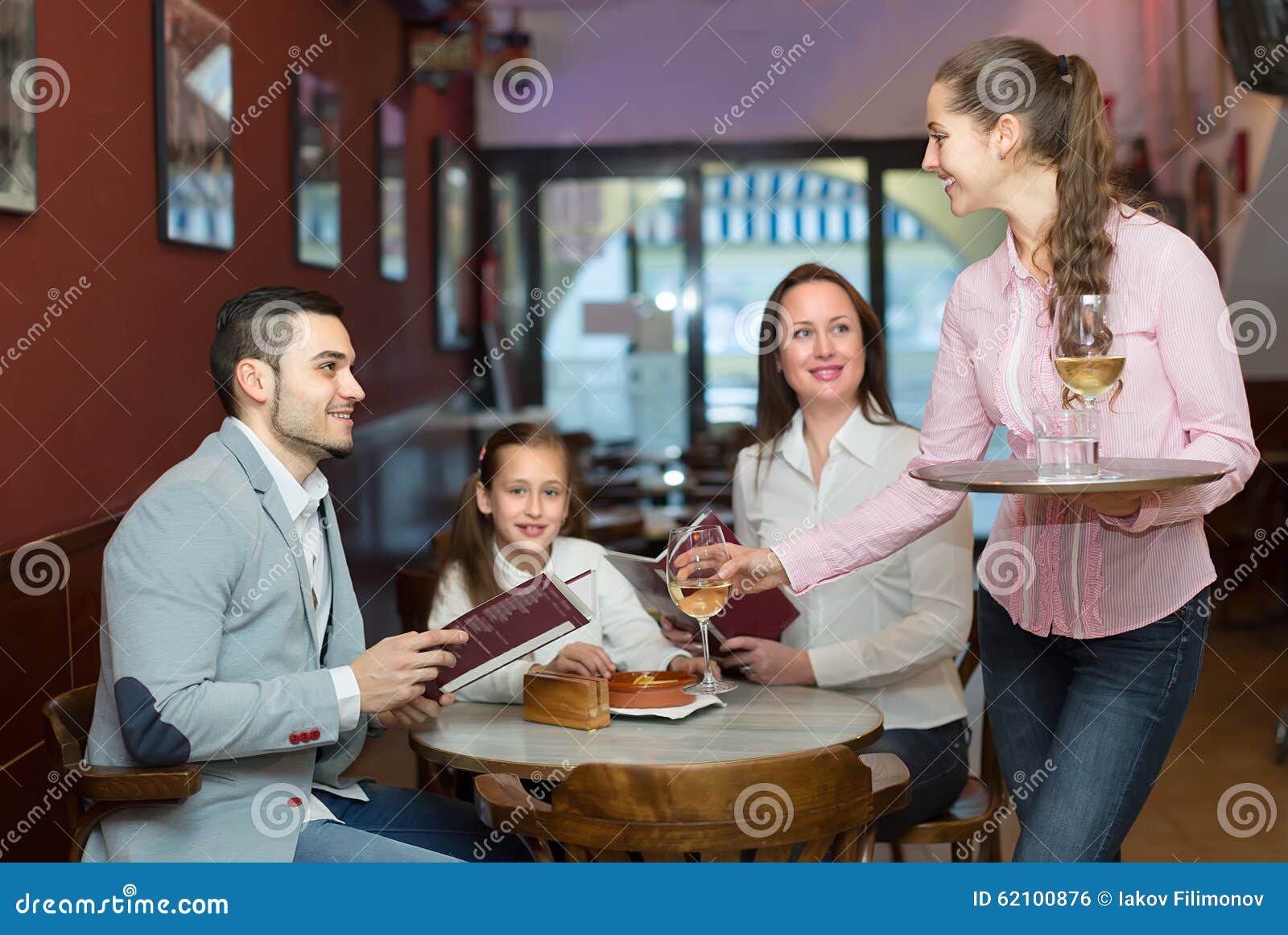 Waitress Taking Table Order at Cafe Stock Photo - Image of drink ...