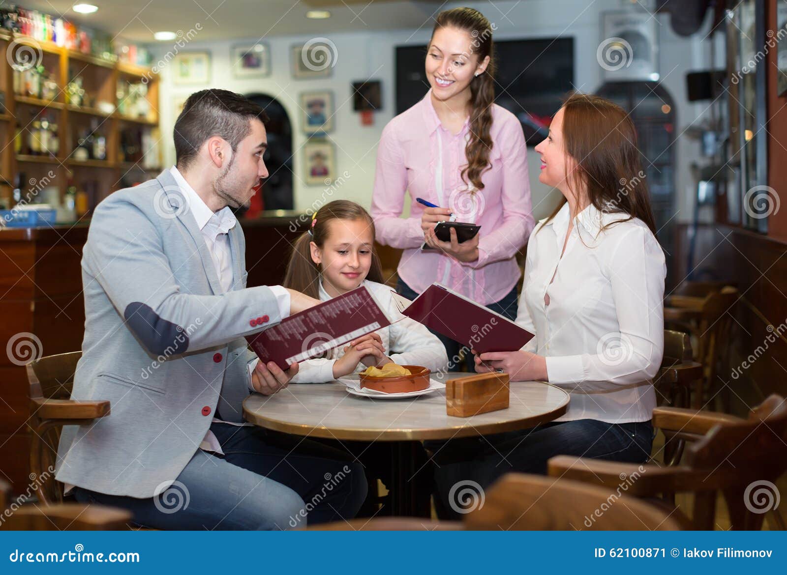 Waitress Taking Table Order at Cafe Stock Image - Image of respectful ...