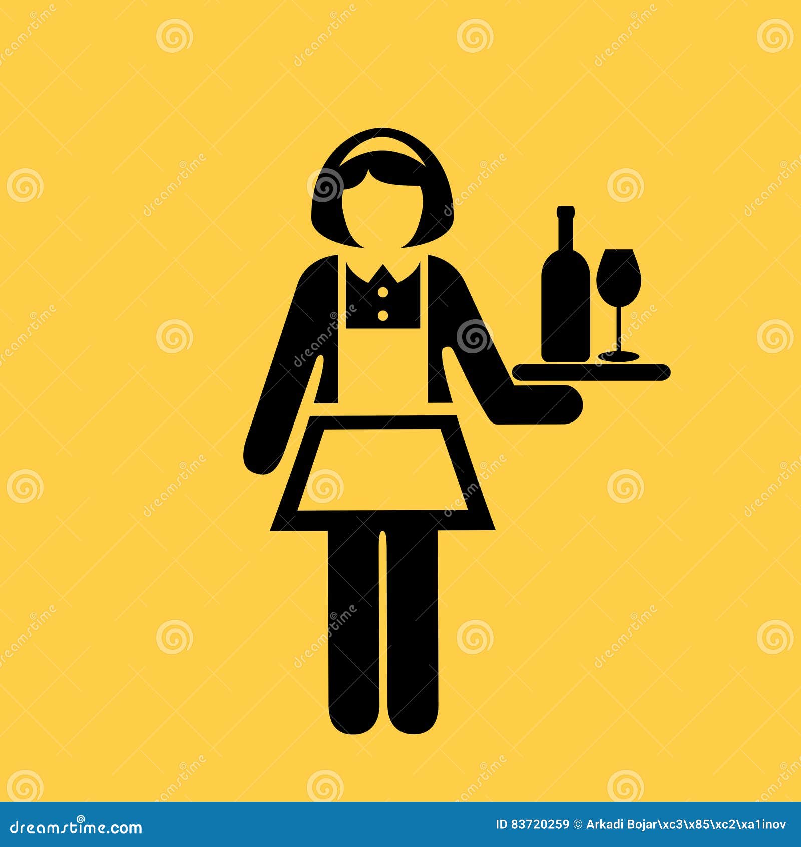 Waitress Vector. Cartoon. Isolated Art On White Background. Flat ...