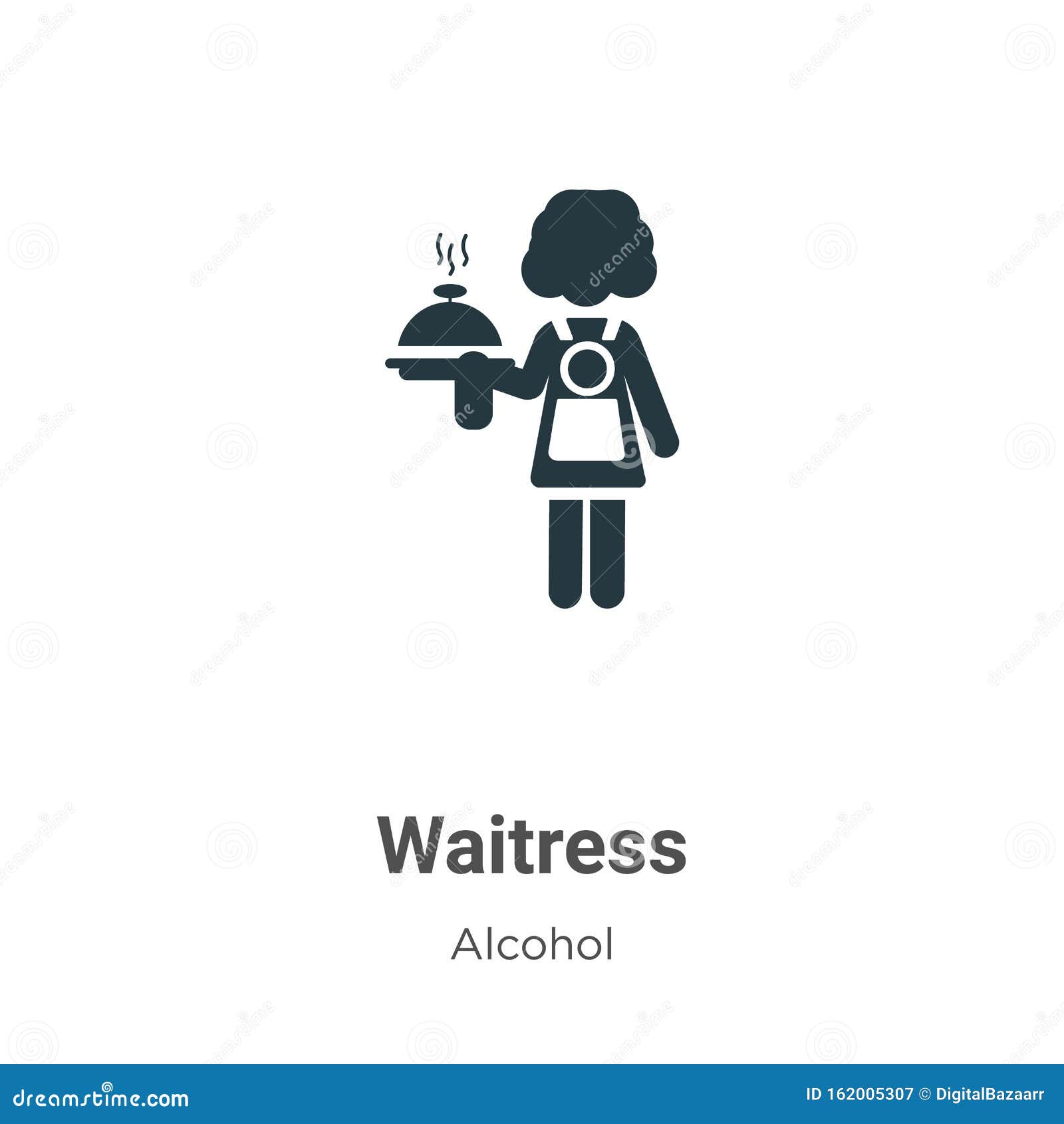 Waitress Vector Icon on White Background. Flat Vector Waitress Icon ...