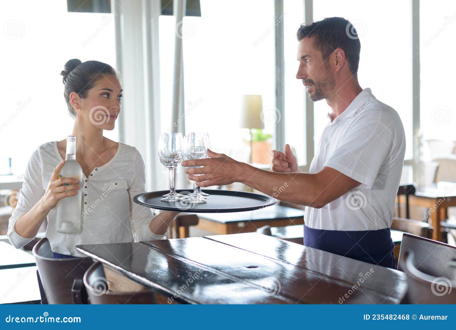 Waitress and Waiter Working at Cafe Bar Restaurant Stock Photo - Image ...