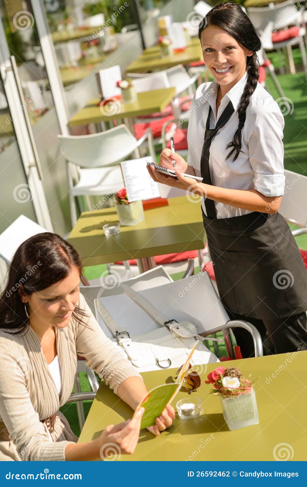 Waitress Waiting for Woman To Order Menu Stock Photo - Image of ...