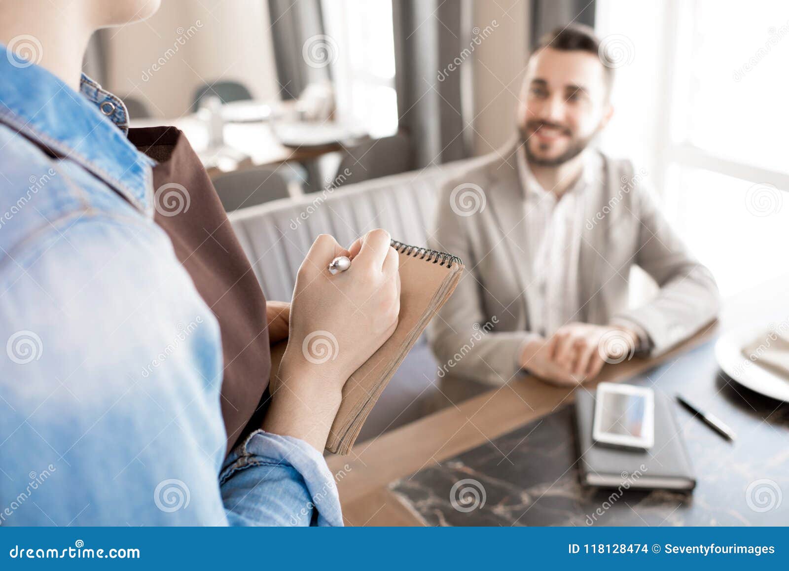 Waitress Writing Order of Customer in Cafe Stock Photo - Image of ...