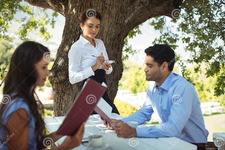 Waitress Writing Order on Notepad Stock Image - Image of drink ...