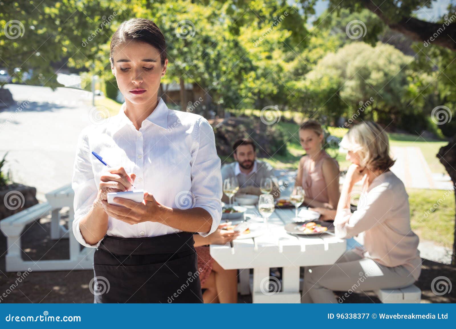 Waitress Writing Order on Notepad Stock Image - Image of assistance ...
