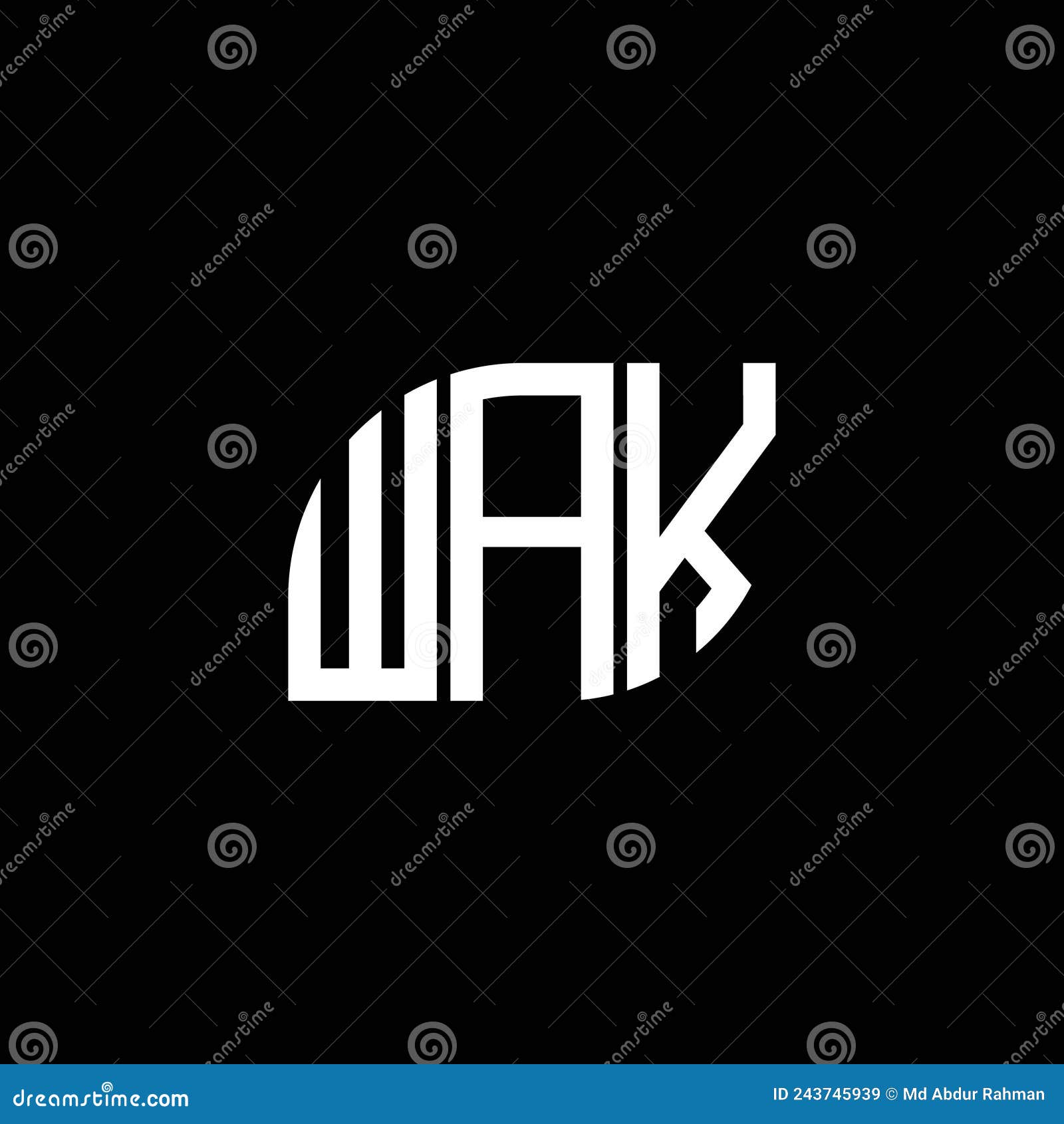 WAK Letter Logo Design On Black Background. WAK Creative Initials ...