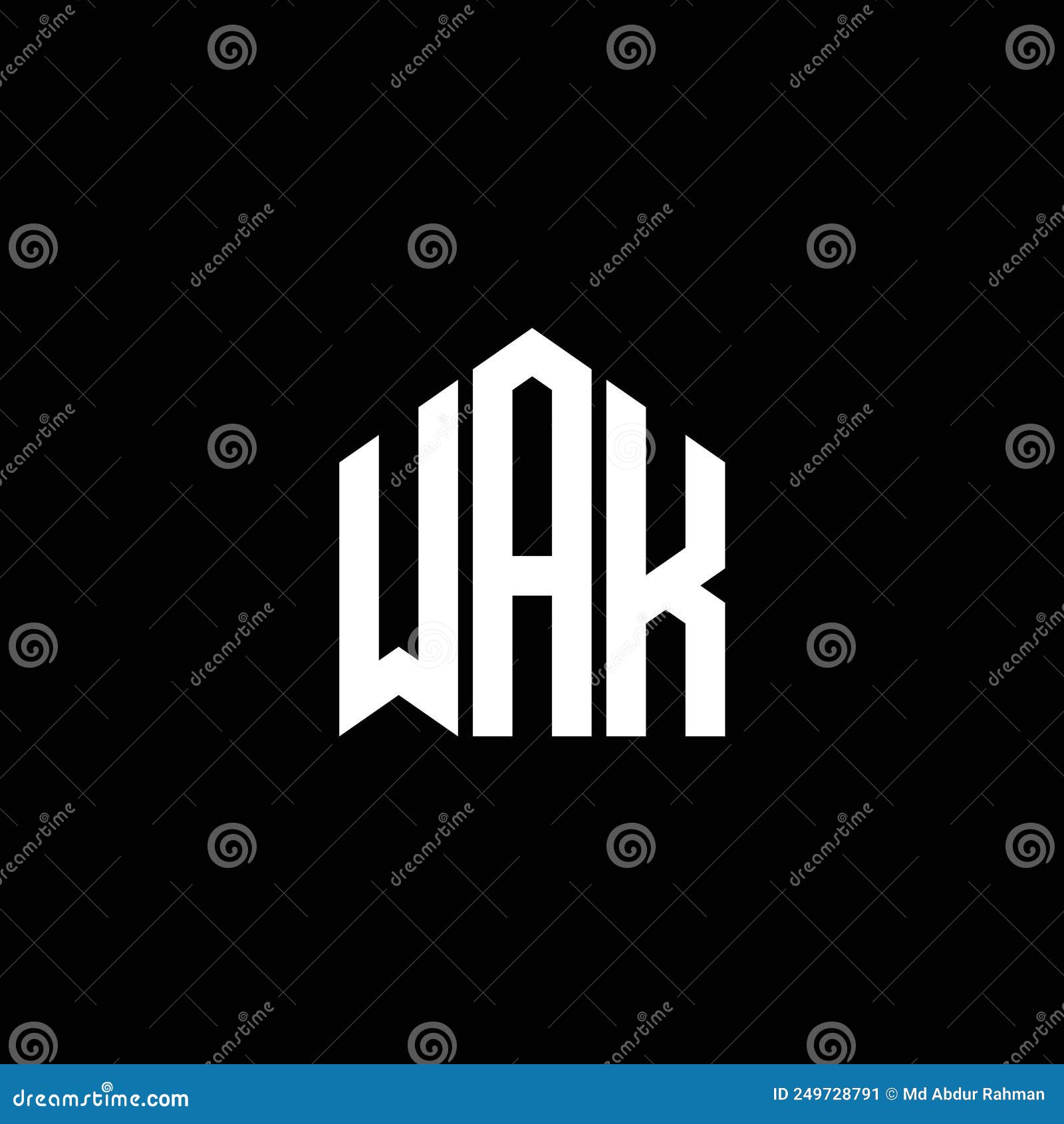WAK Letter Logo Design On BLACK Background. WAK Creative Initials ...