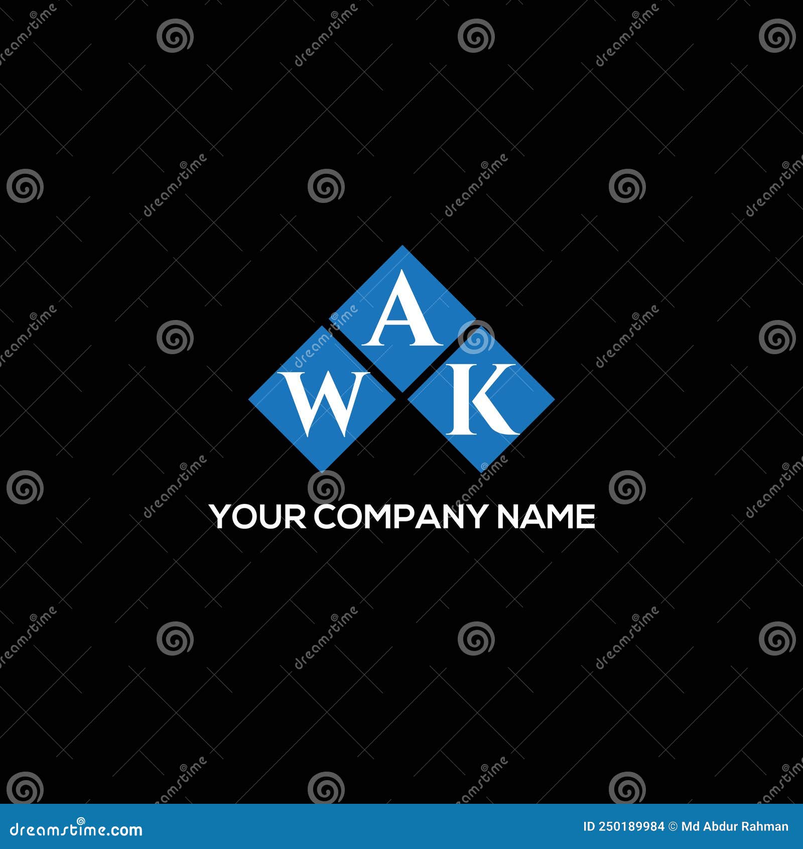WAK Letter Logo Design On BLACK Background. WAK Creative Initials ...