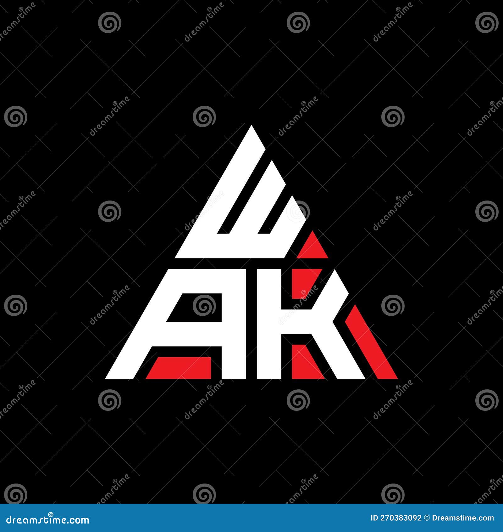 WAK Triangle Letter Logo Design with Triangle Shape. WAK Triangle Logo ...