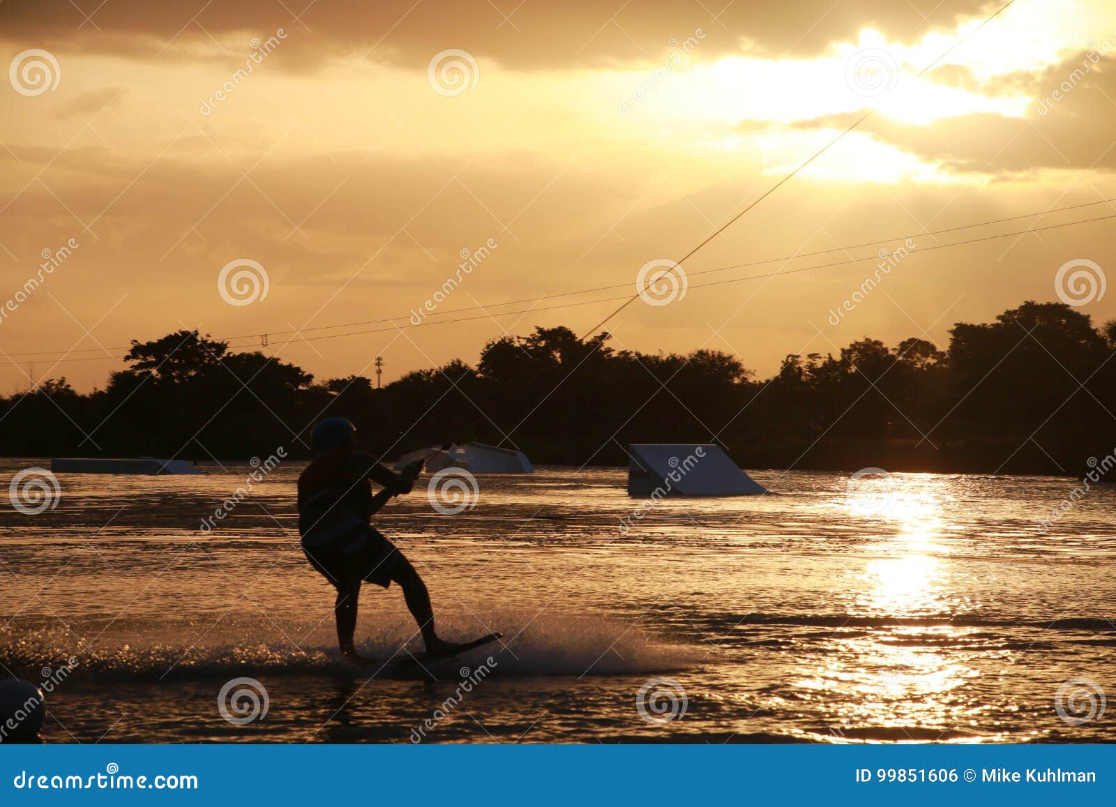 Wake Boarder at Sunset stock photo. Image of healthy - 99851606