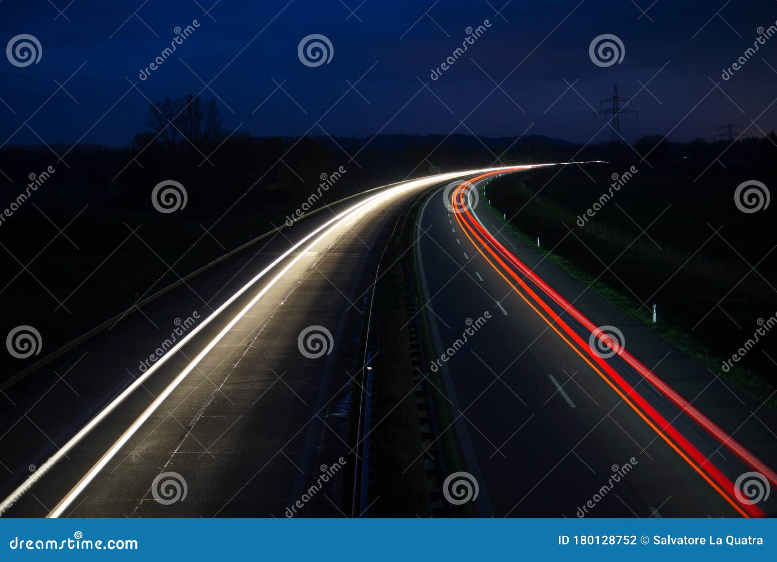 Wake Car Lights on the Highway Stock Photo - Image of highway, line ...