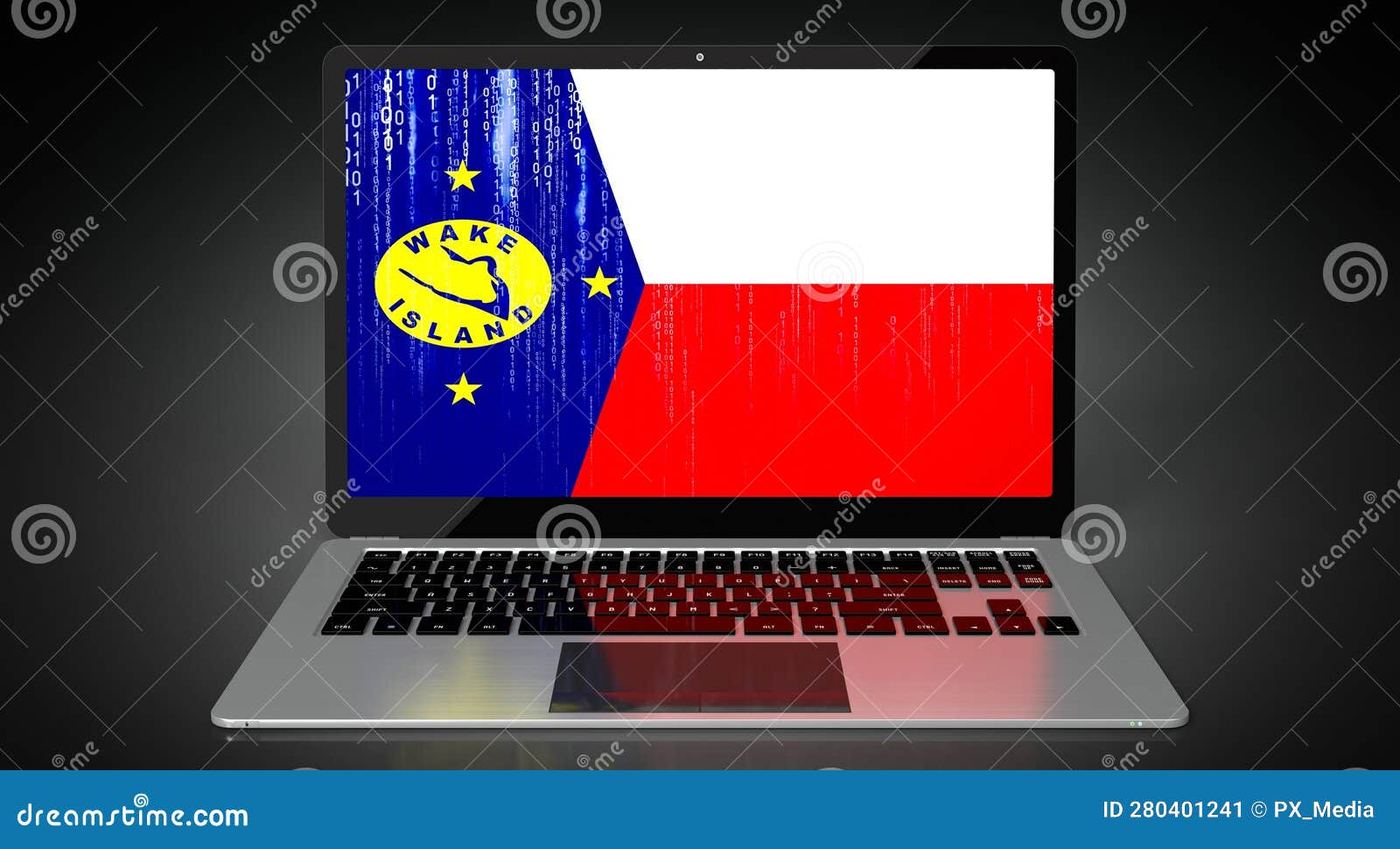 Wake Island - Country Flag and Binary Code on Laptop Screen Stock ...