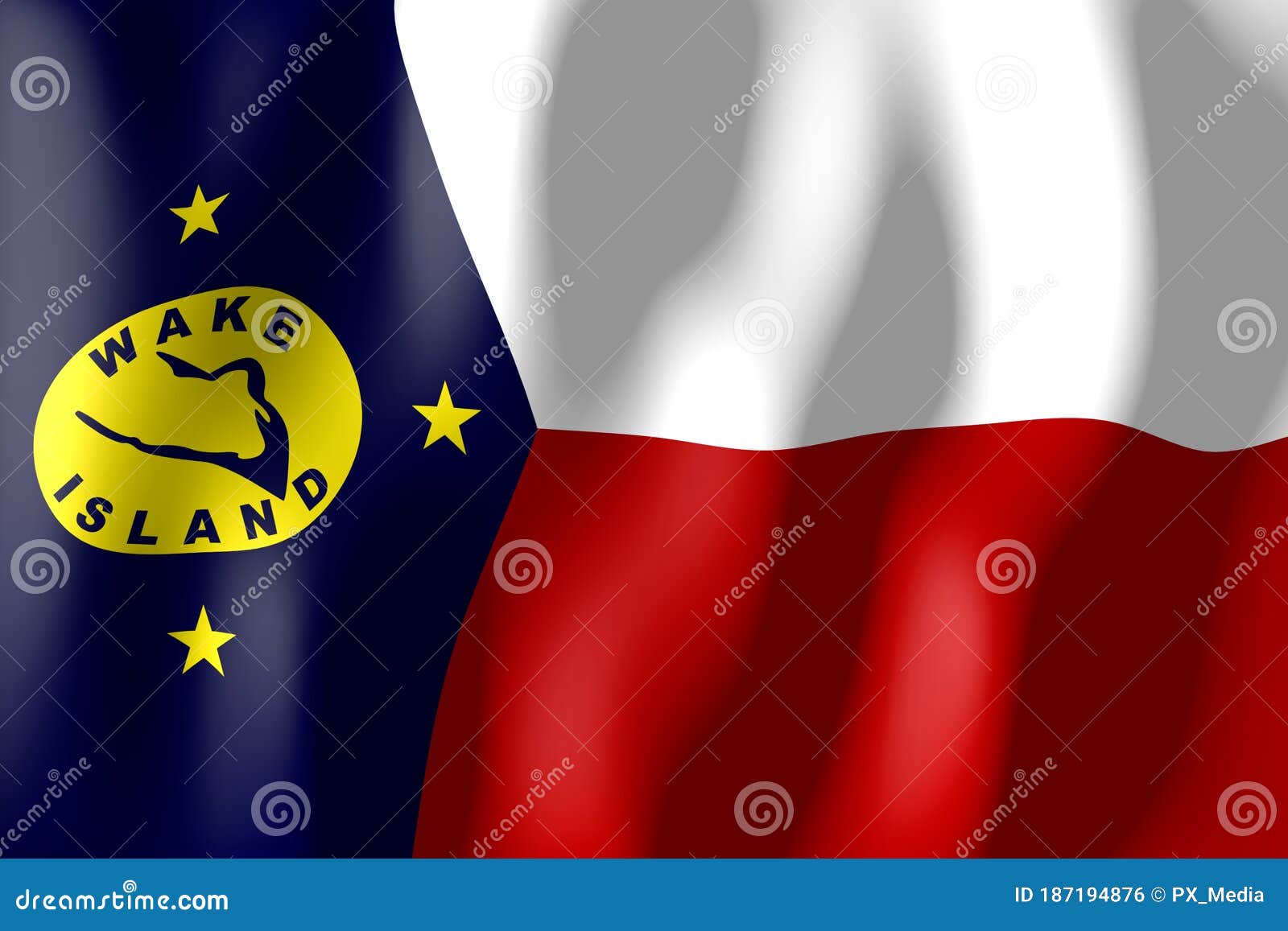Wake Island - Waving Flag - 3D Illustration Stock Illustration ...