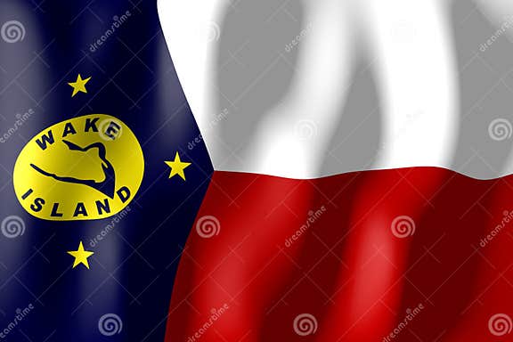 Wake Island - Waving Flag - 3D Illustration Stock Illustration ...