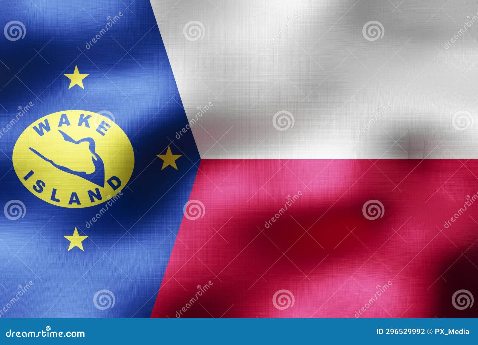 Wake Island - Textile Flag - 3d Illustration Stock Illustration ...