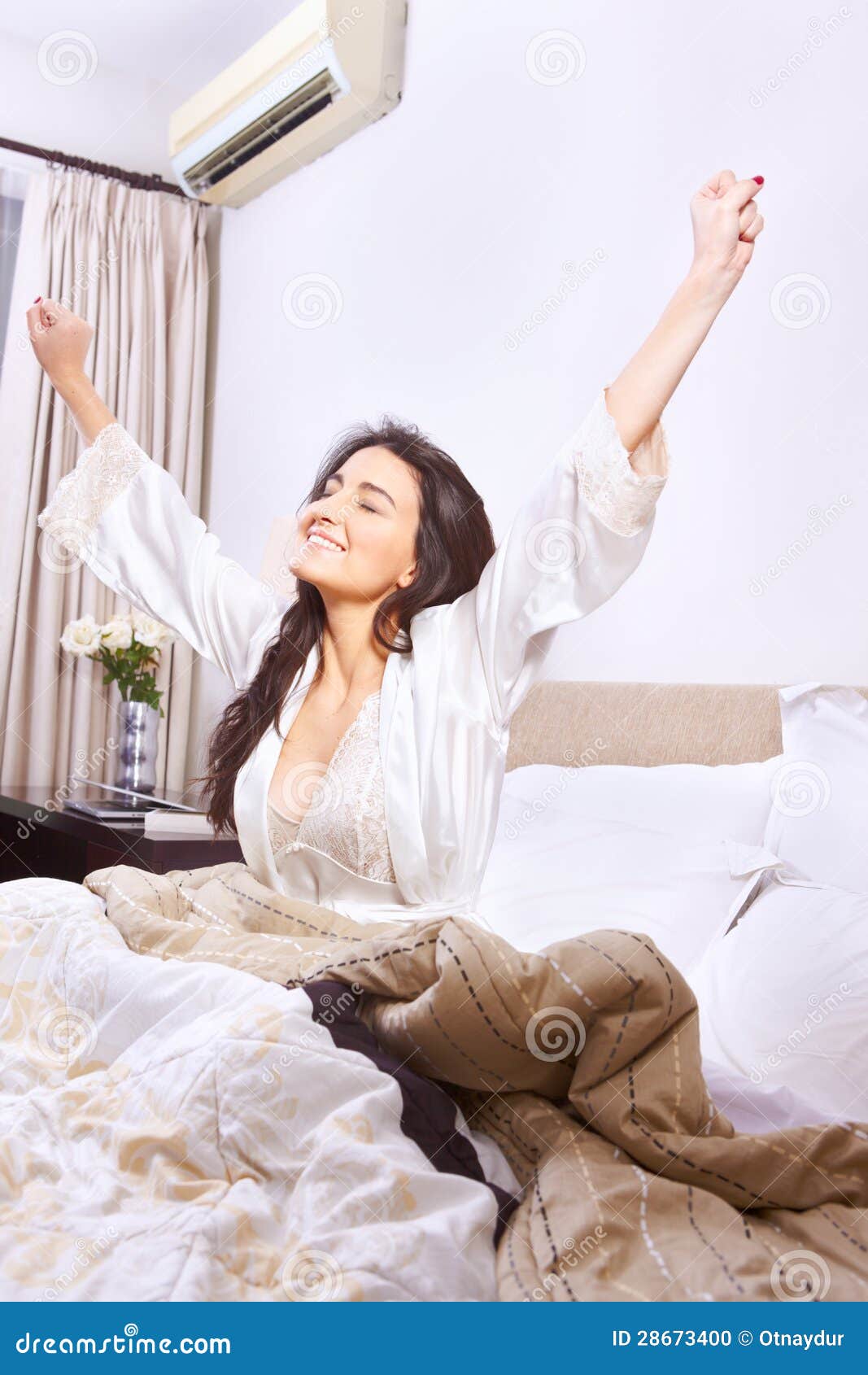 Wake up stock photo. Image of stretching, people, pretty - 28673400