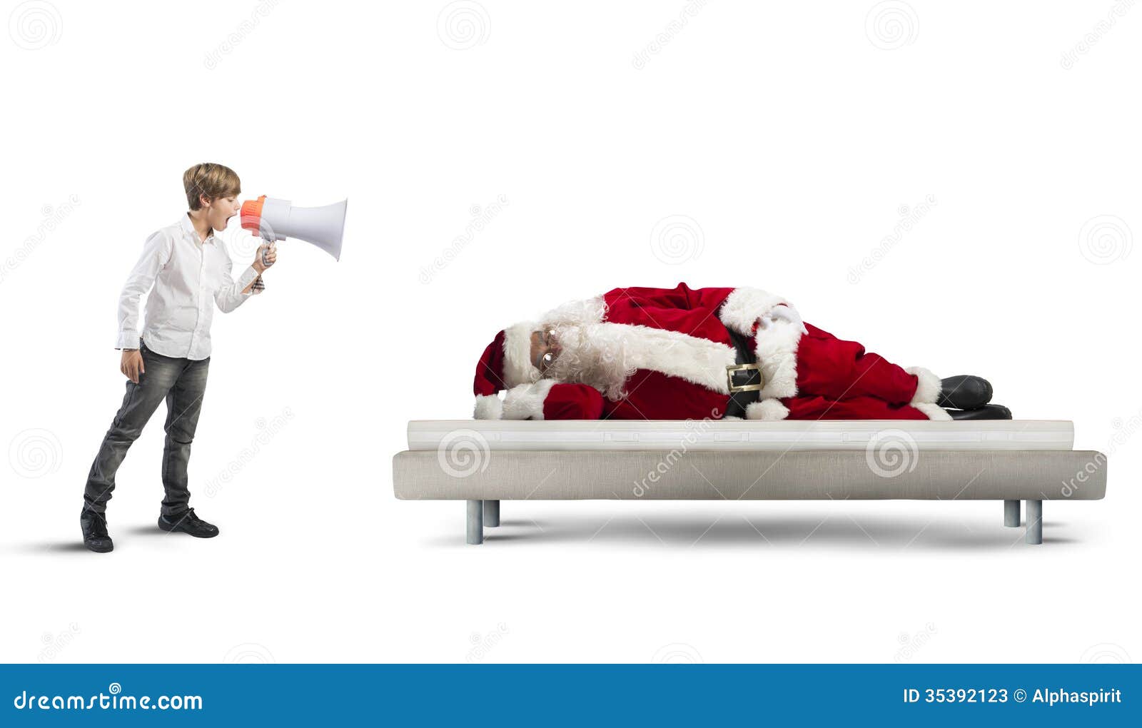 Wake up asleep Santa Claus stock image. Image of shout - 35392123