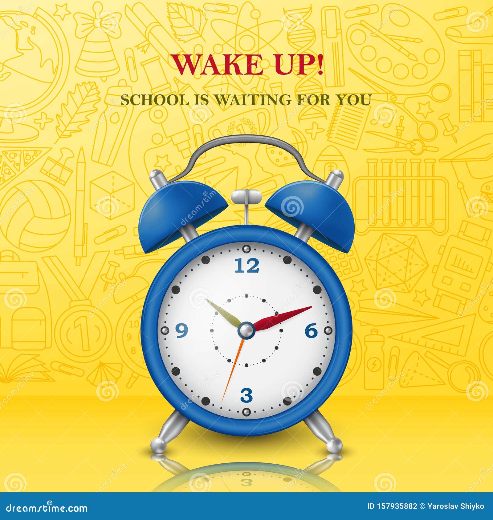 Wake Up Background with Alarm Clock. Vector Illustration. Stock Vector ...