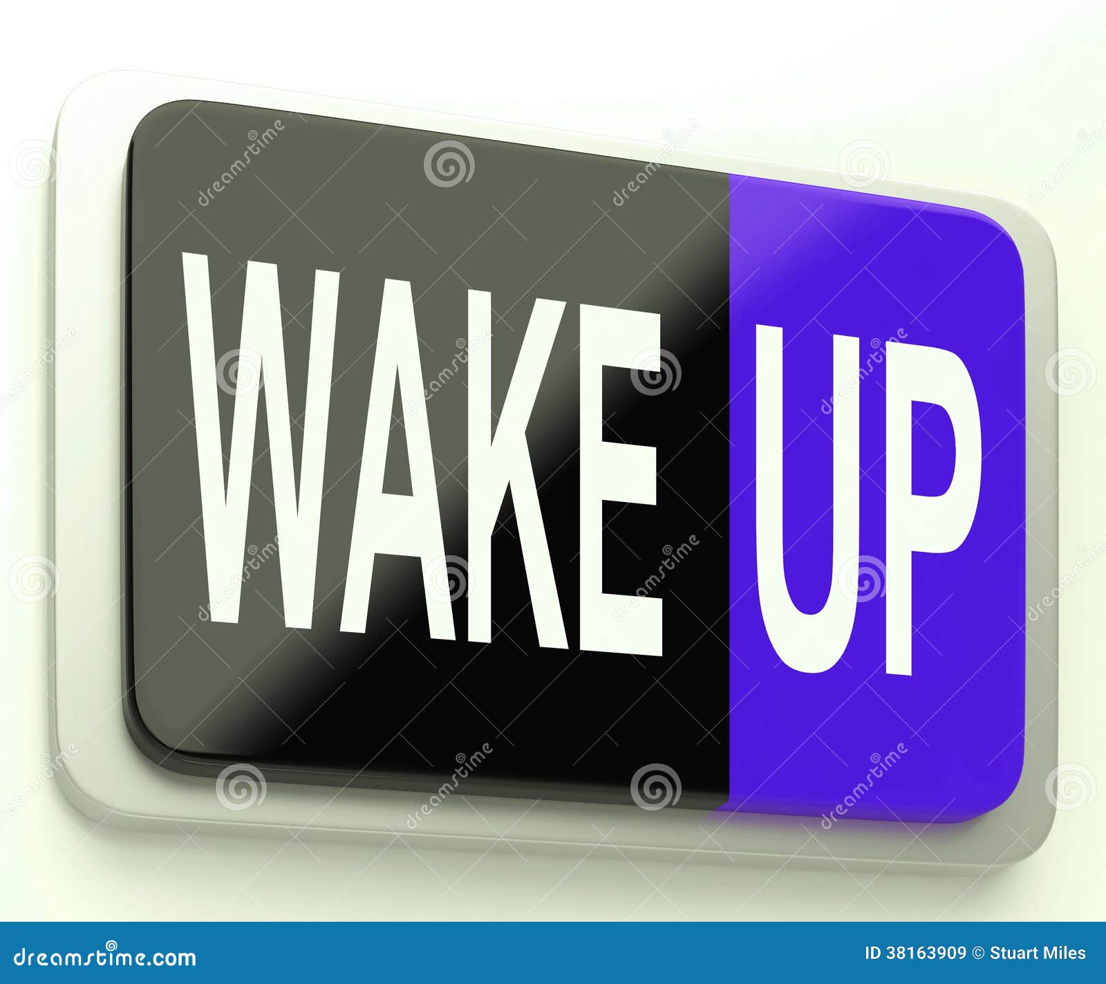 Wake Up Button Awake and Rise Stock Illustration - Illustration of ...