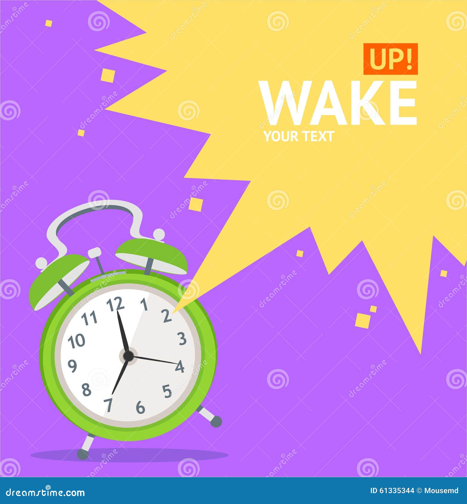 Wake Up Clock Concept Card. Vector Stock Vector - Illustration of ...