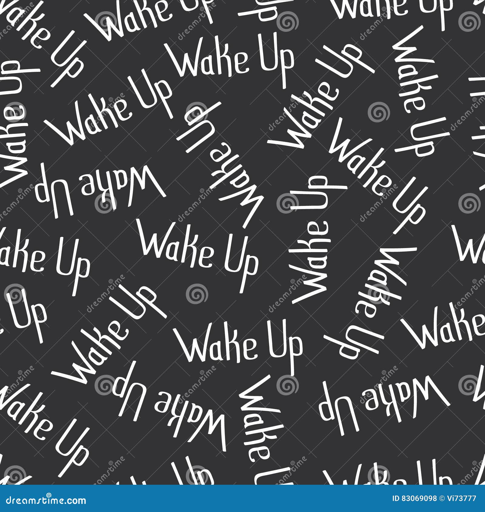 Wake Up Lettering Pattern. Seamless Vector Stock Vector - Illustration ...