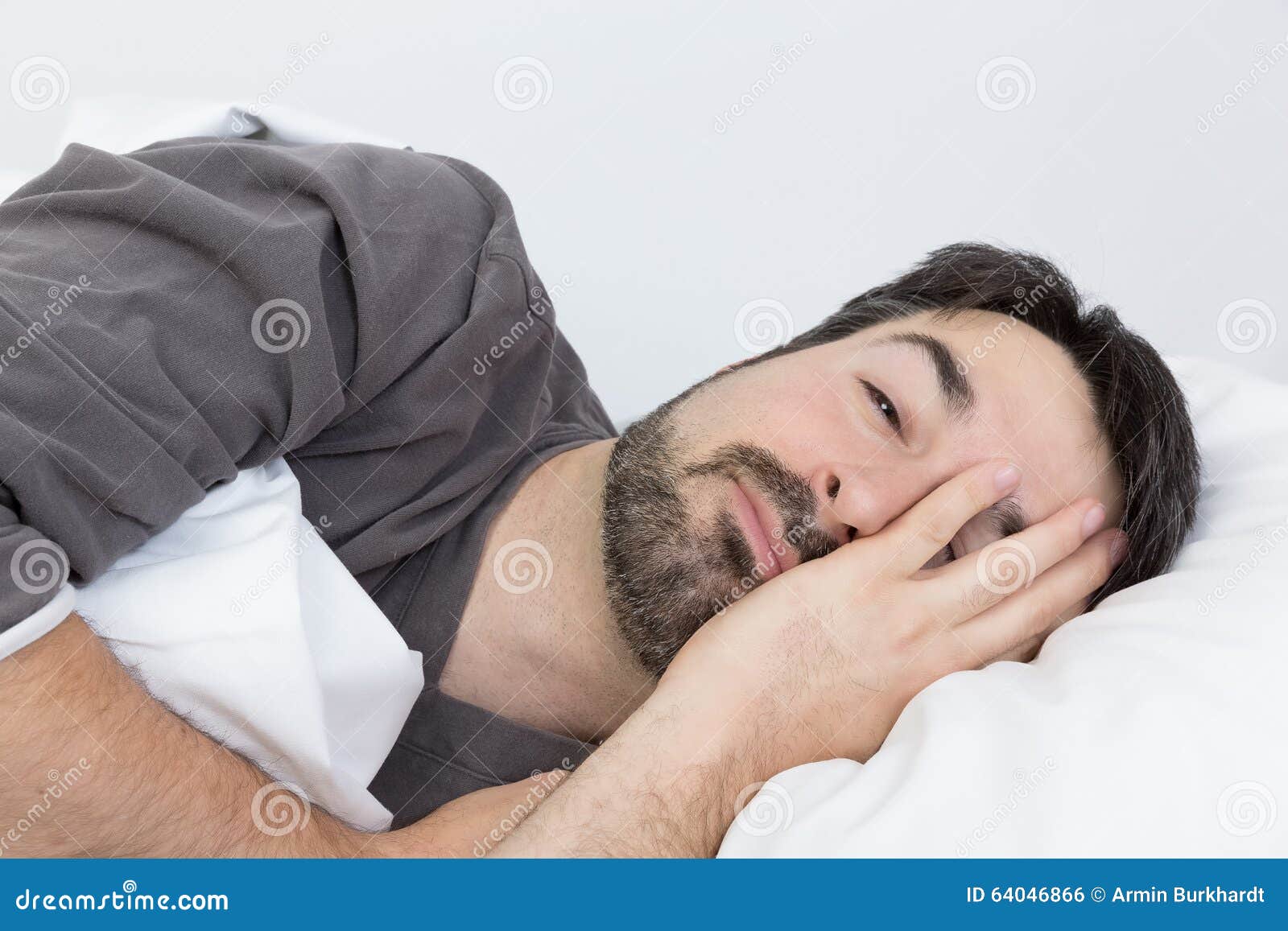 Wake Up in the Morning with Headach Stock Photo - Image of head ...