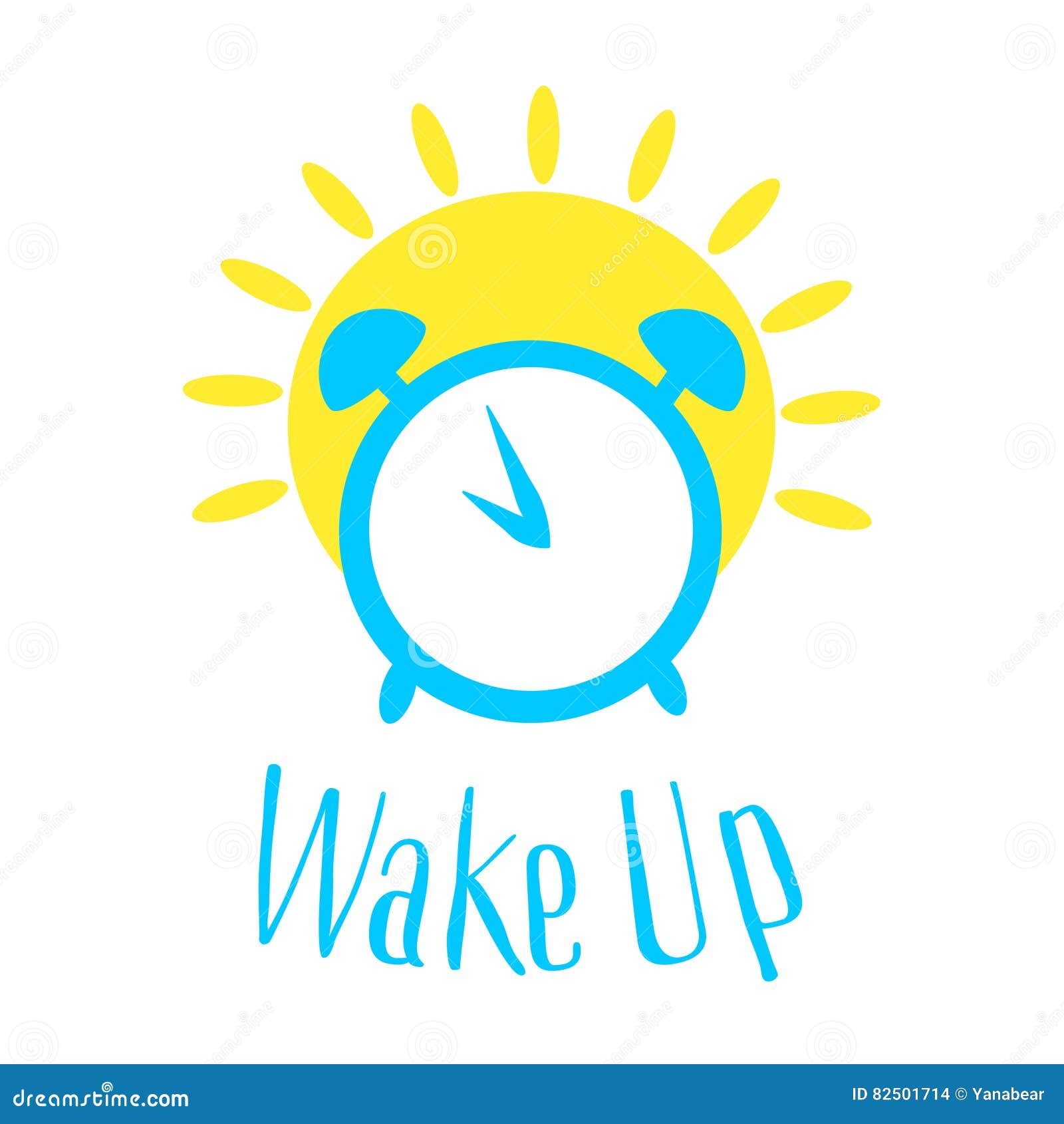 Wake Up Poster with Alarm Clock and Sun. Vector Illustration Stock ...