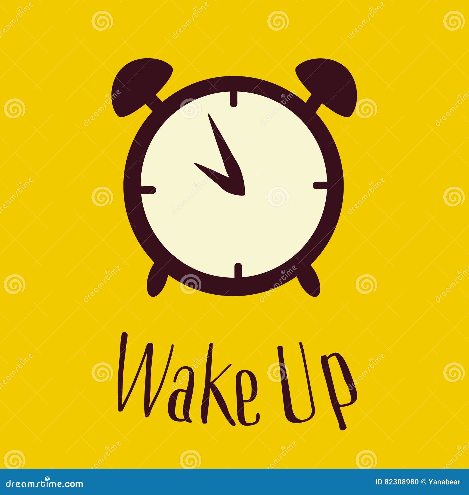 Wake Up Poster with Alarm Clock. Vector Illustration Stock Vector ...