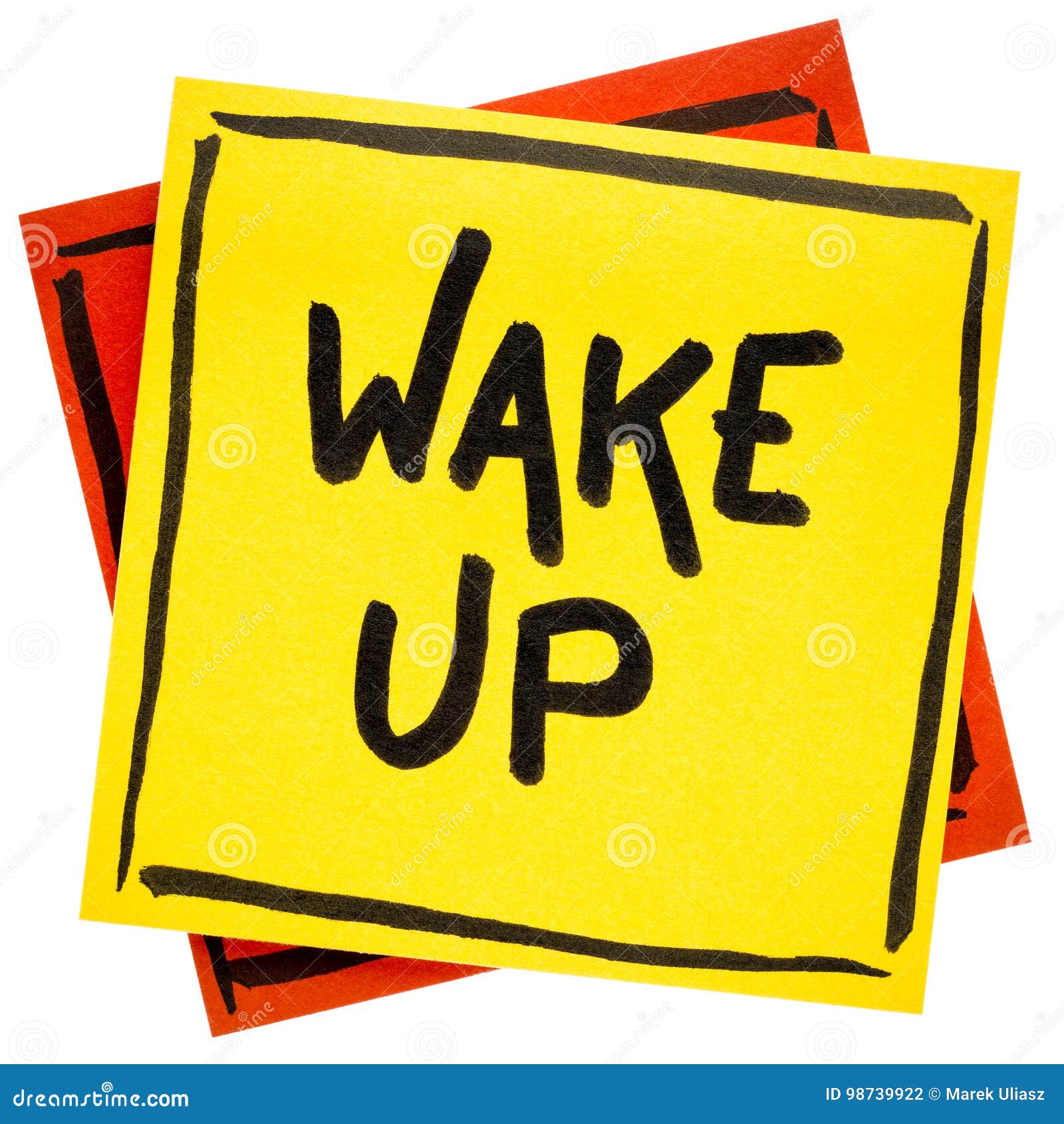 Wake up reminder note stock photo. Image of white, message - 98739922