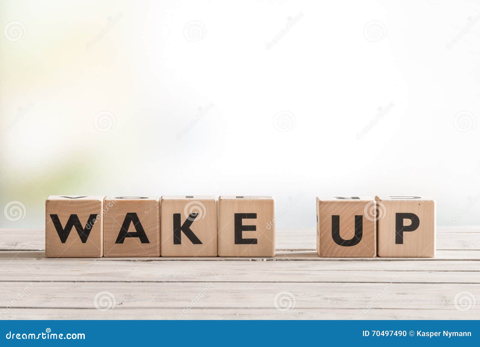 Wake Up Sign with Wooden Cubes Stock Photo - Image of bell, education ...