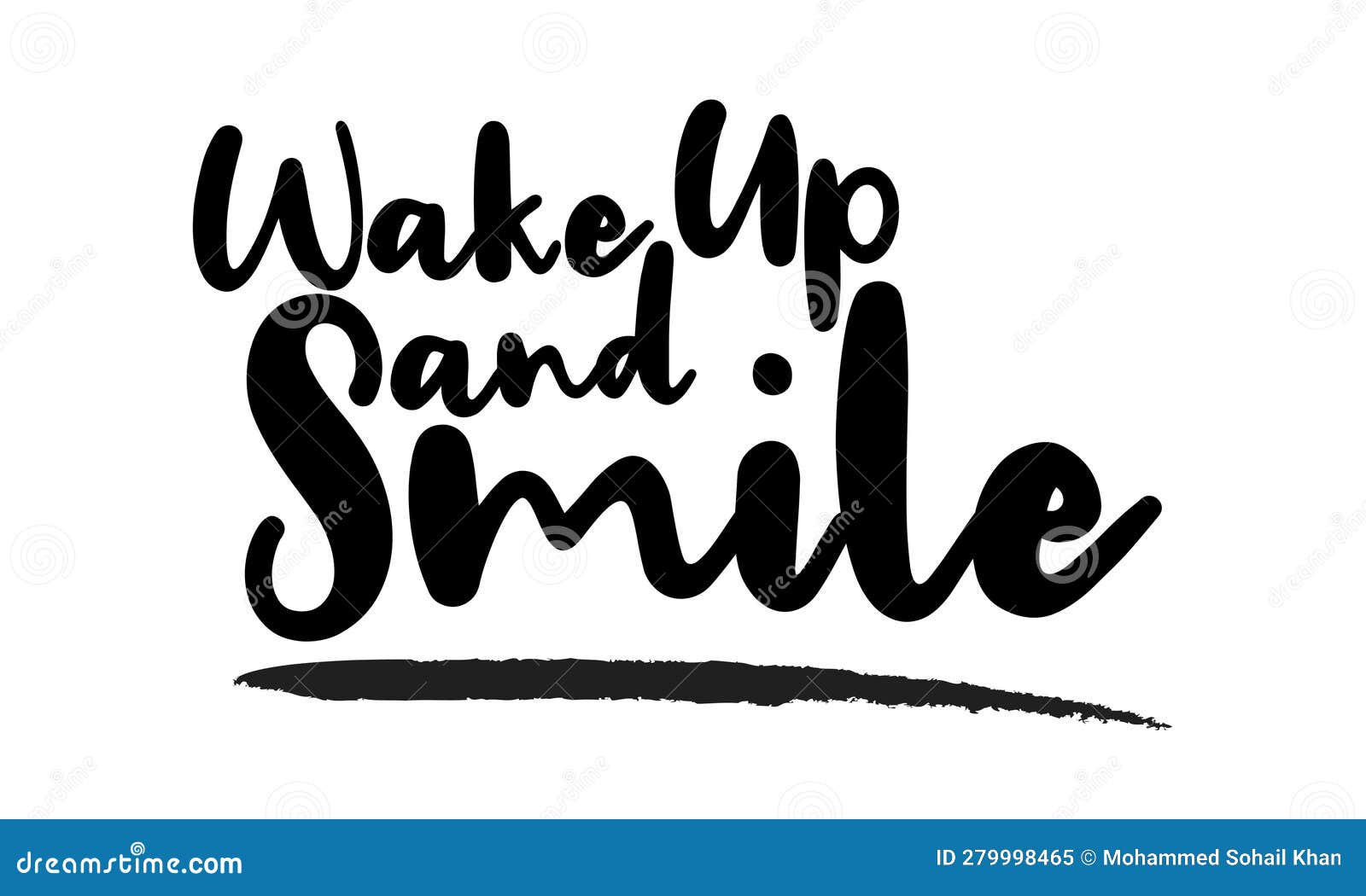 Wake Up and Smile Stylish Typography Text Lettering Phrase Vector ...