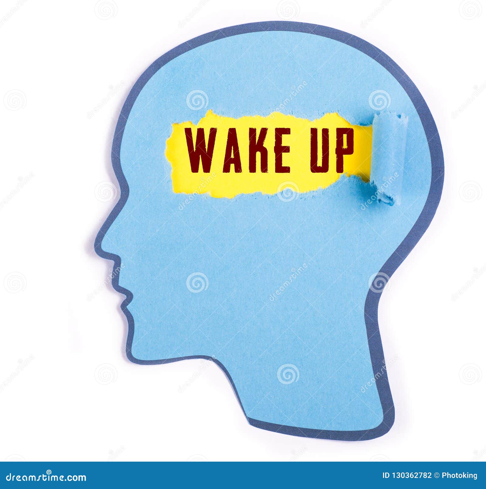 Wake Up Word in the Person Head Stock Photo - Image of motivational ...