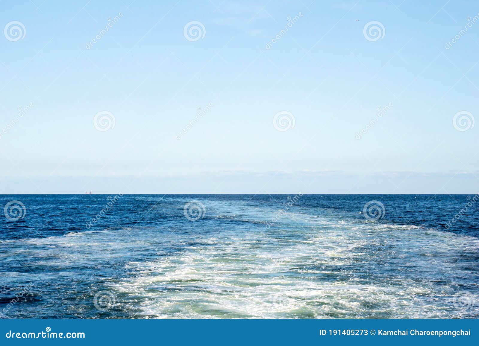 Wake of Water Created by Ship that Sailing through the Calm Sea Water ...