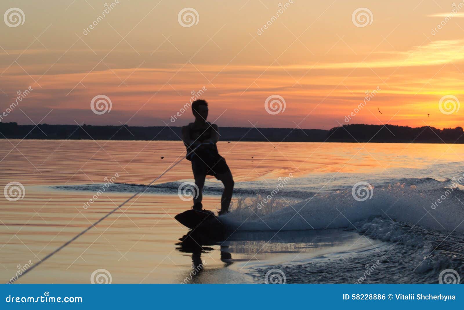 Wakeboarder Making Tricks on Sunset Stock Photo - Image of wakeboarder ...