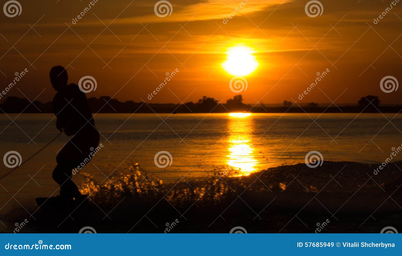 Wakeboarder Making Tricks on Sunset Stock Image - Image of exciting ...