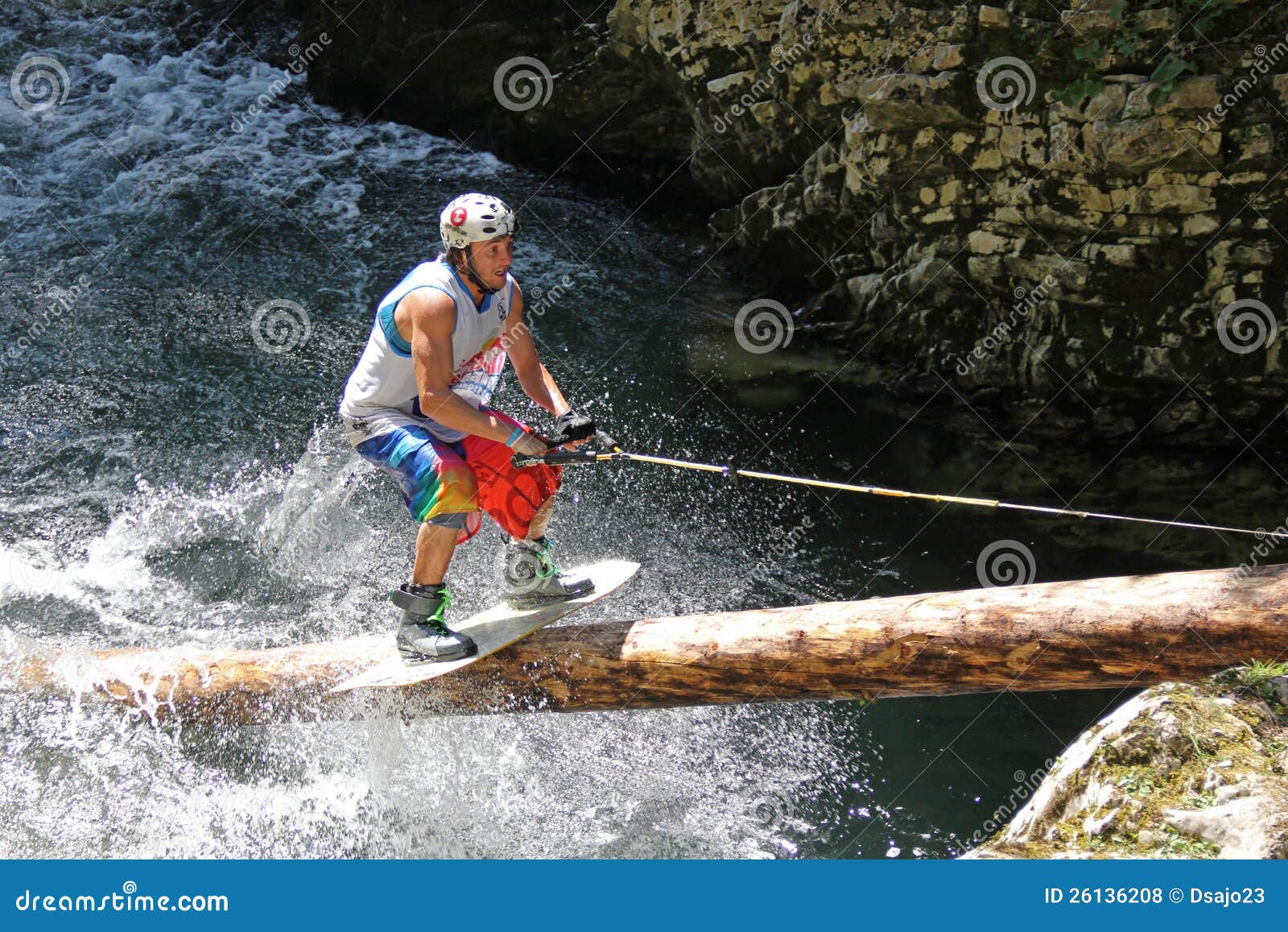 Wakeboarder in a river editorial stock photo. Image of surfer - 26136208