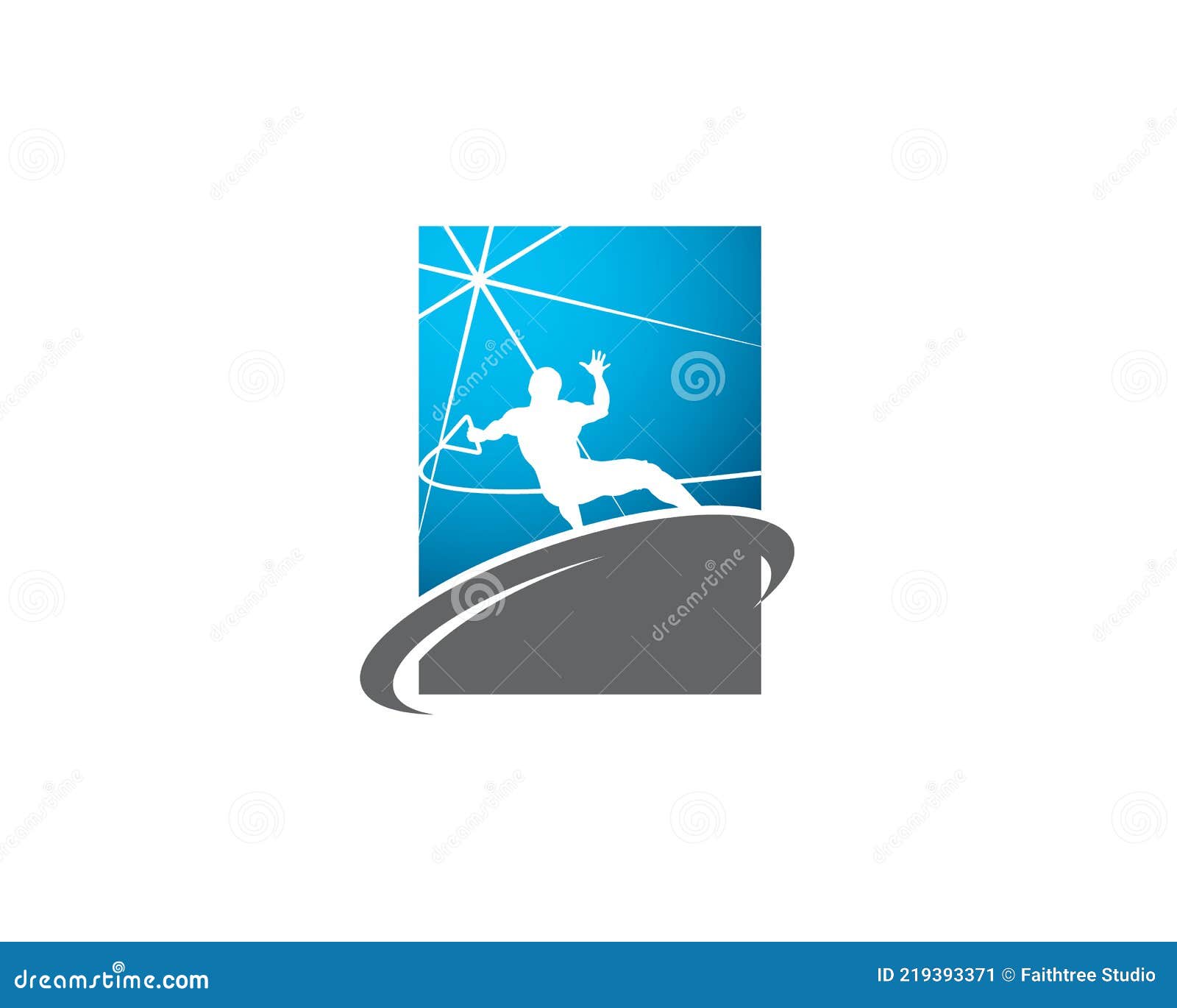 Wakeboarding Action Logo Inside Recatangle with Star Burst and Orbit ...