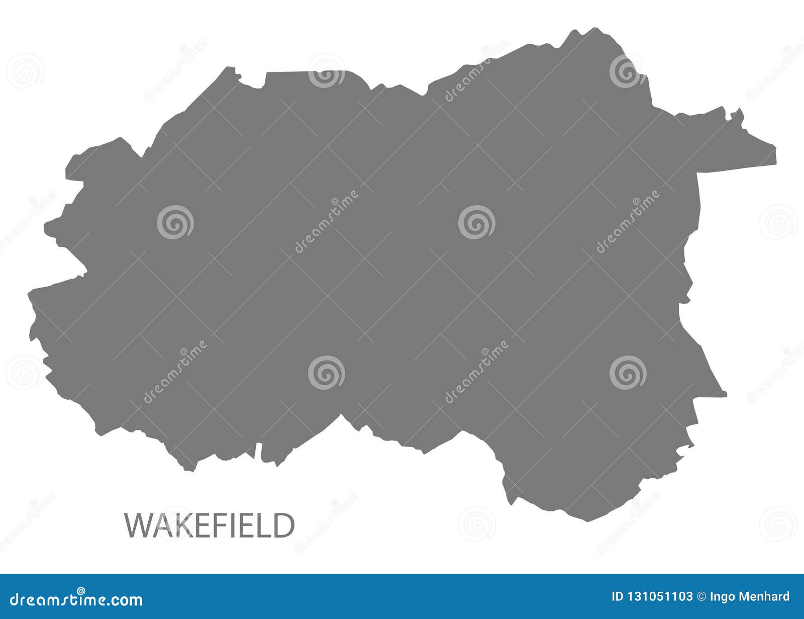 Wakefield City Map With Wards Grey Illustration Silhouette Shape ...
