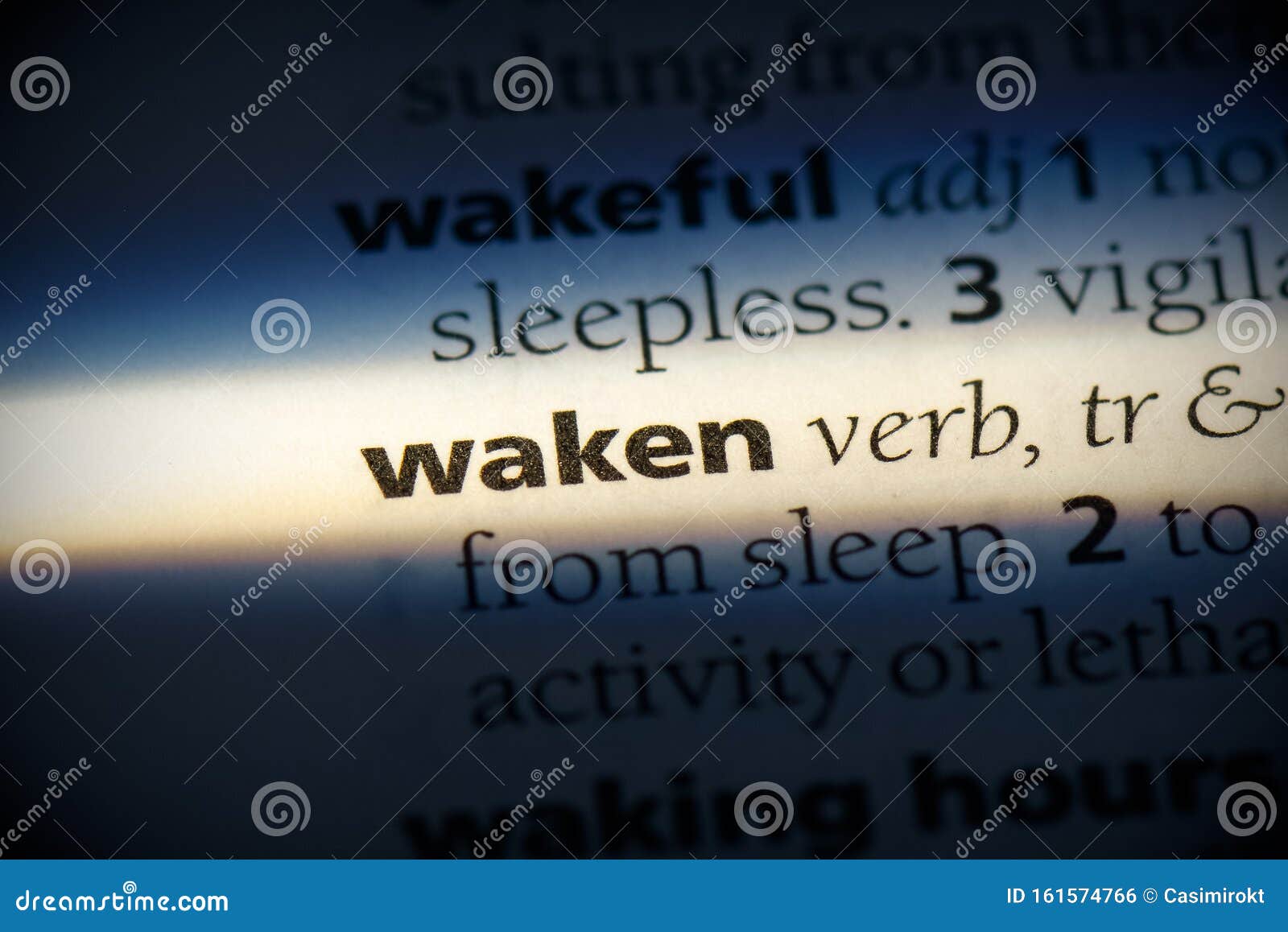 Waken stock photo. Image of text, printed, waken, close - 161574766