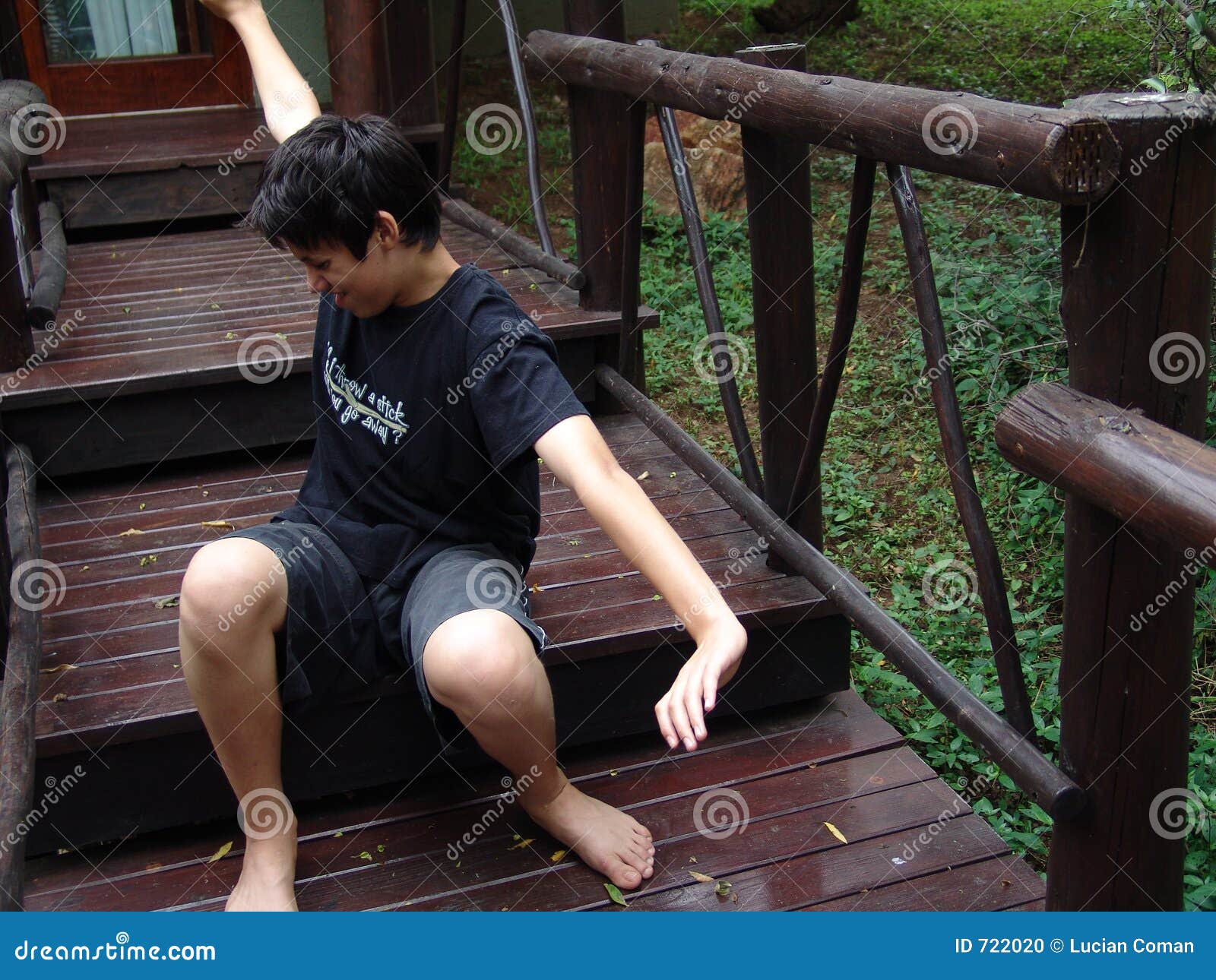 Waking boy on camp steps stock photo. Image of steps, awaken - 722020