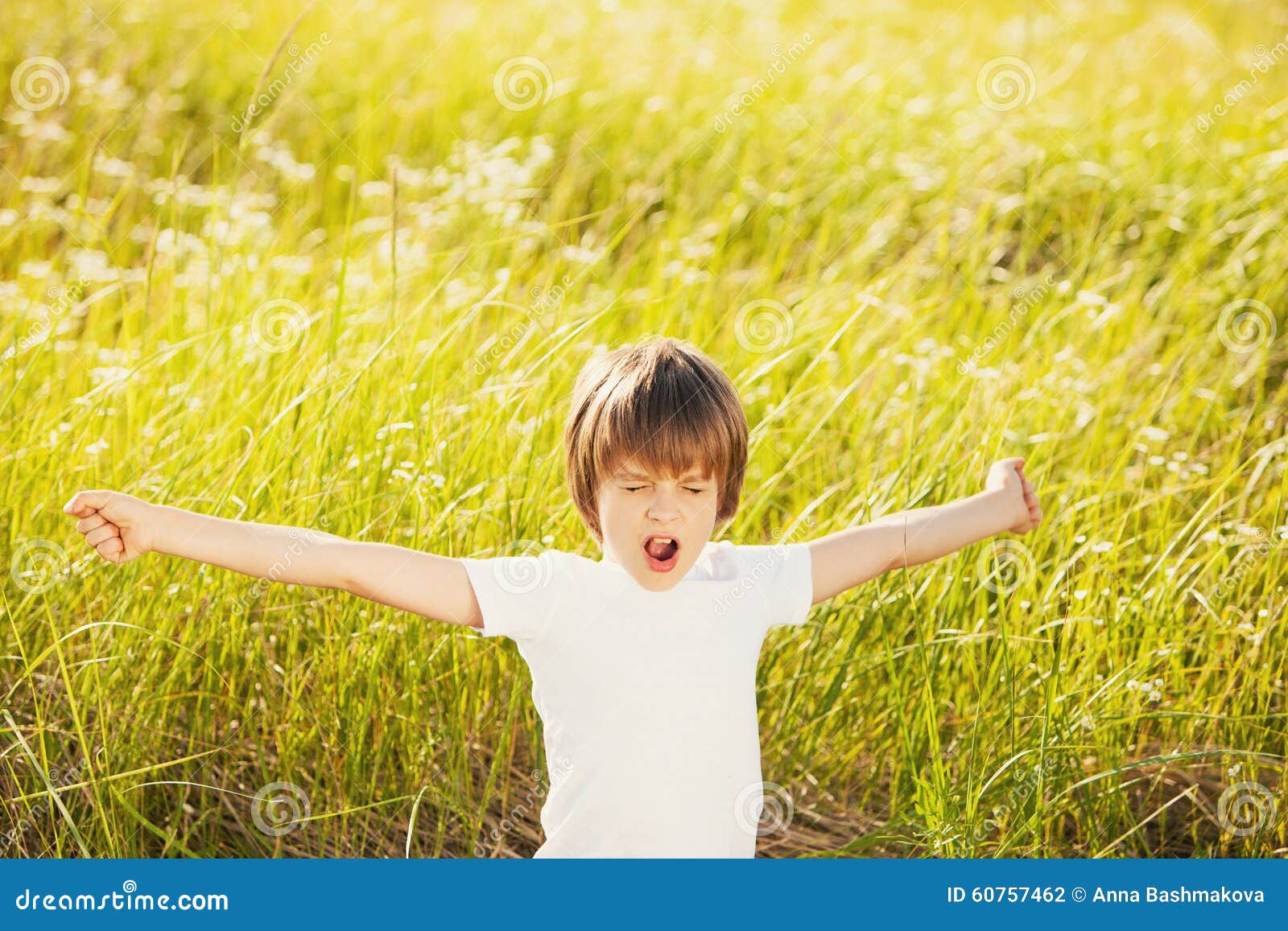 Waking boy on nature stock photo. Image of outdoors, park - 60757462
