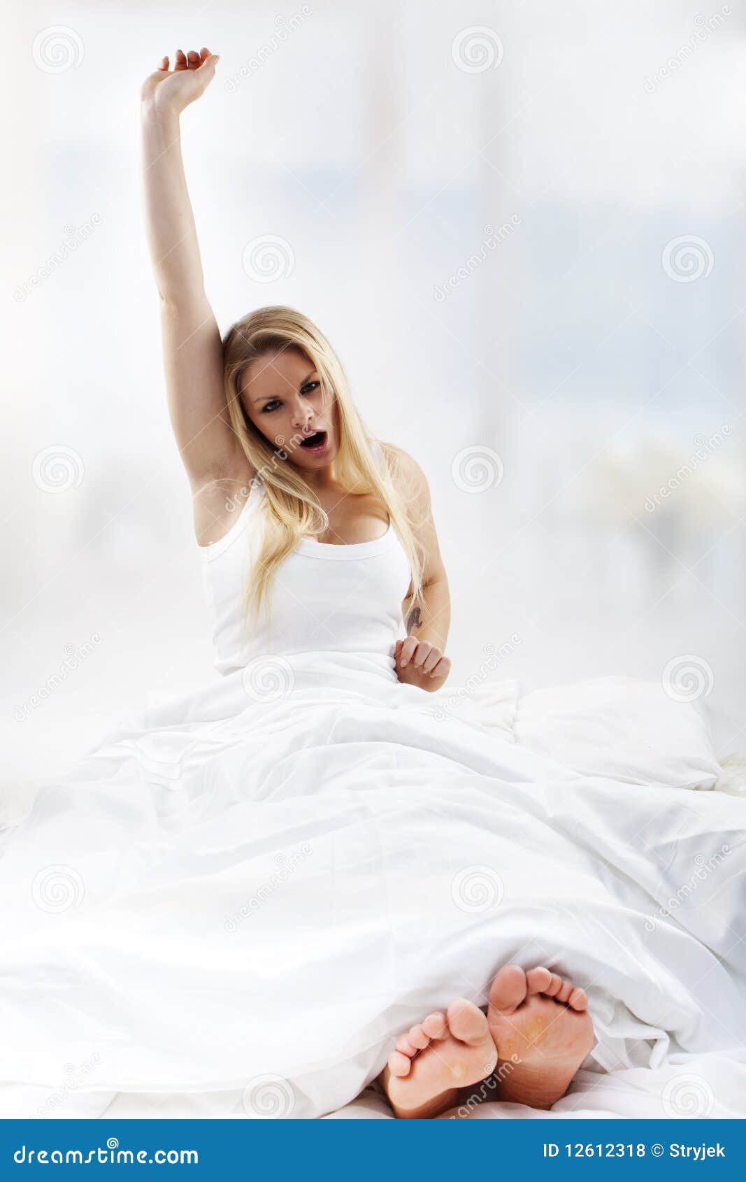 Waking up stock photo. Image of morning, black, duvet - 12612318