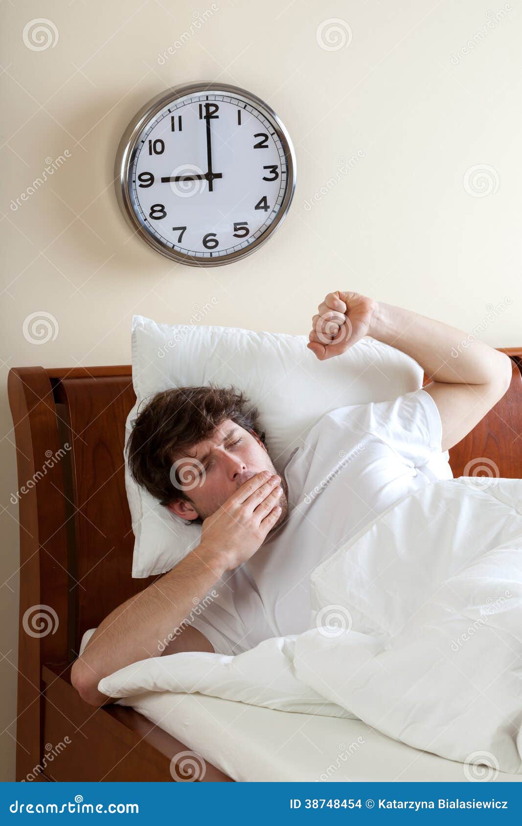 Waking up and yawning man stock photo. Image of calm - 38748454
