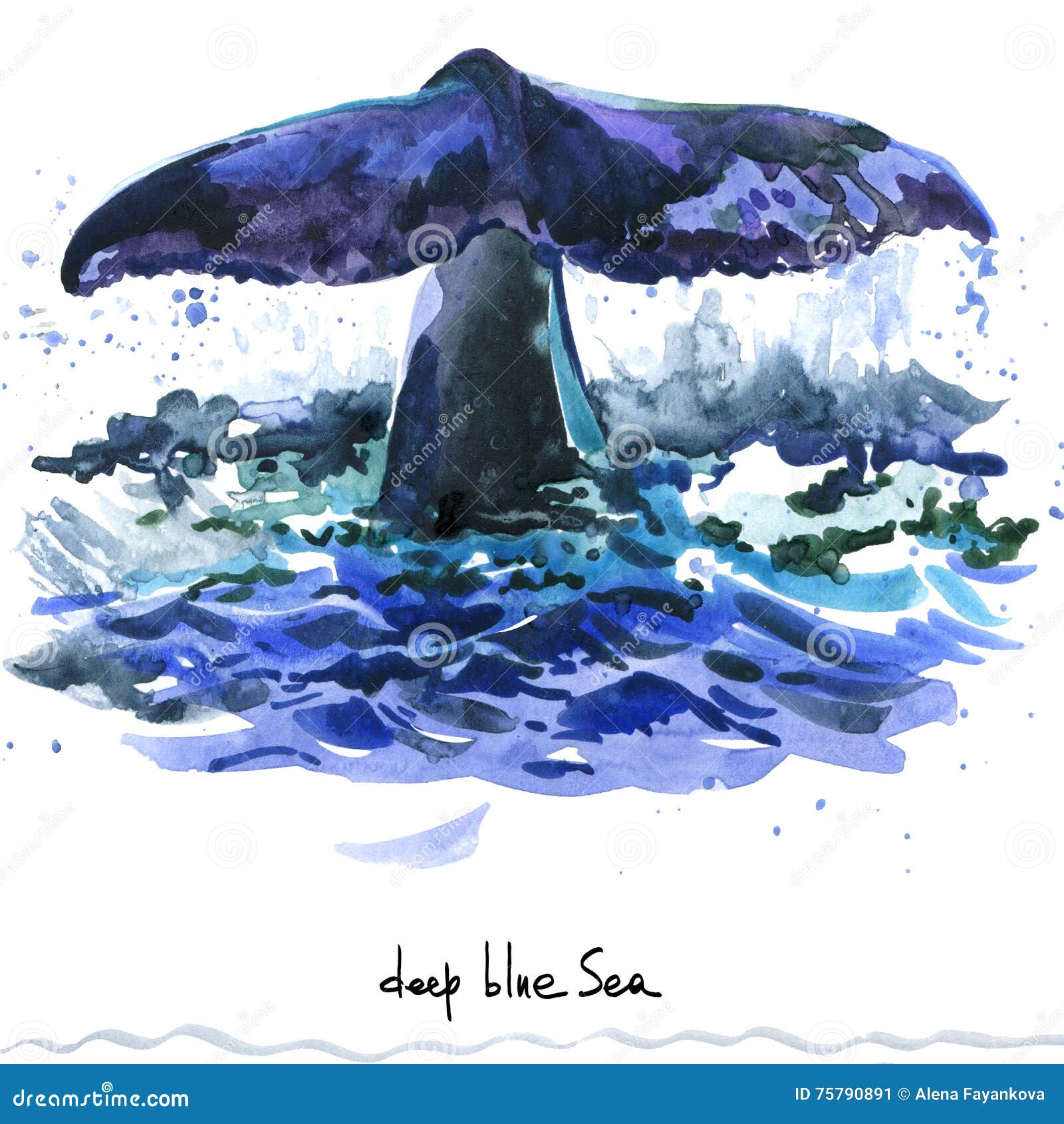 Wal Buckelwal-Aquarellillustration Stock Abbildung - Illustration von ...