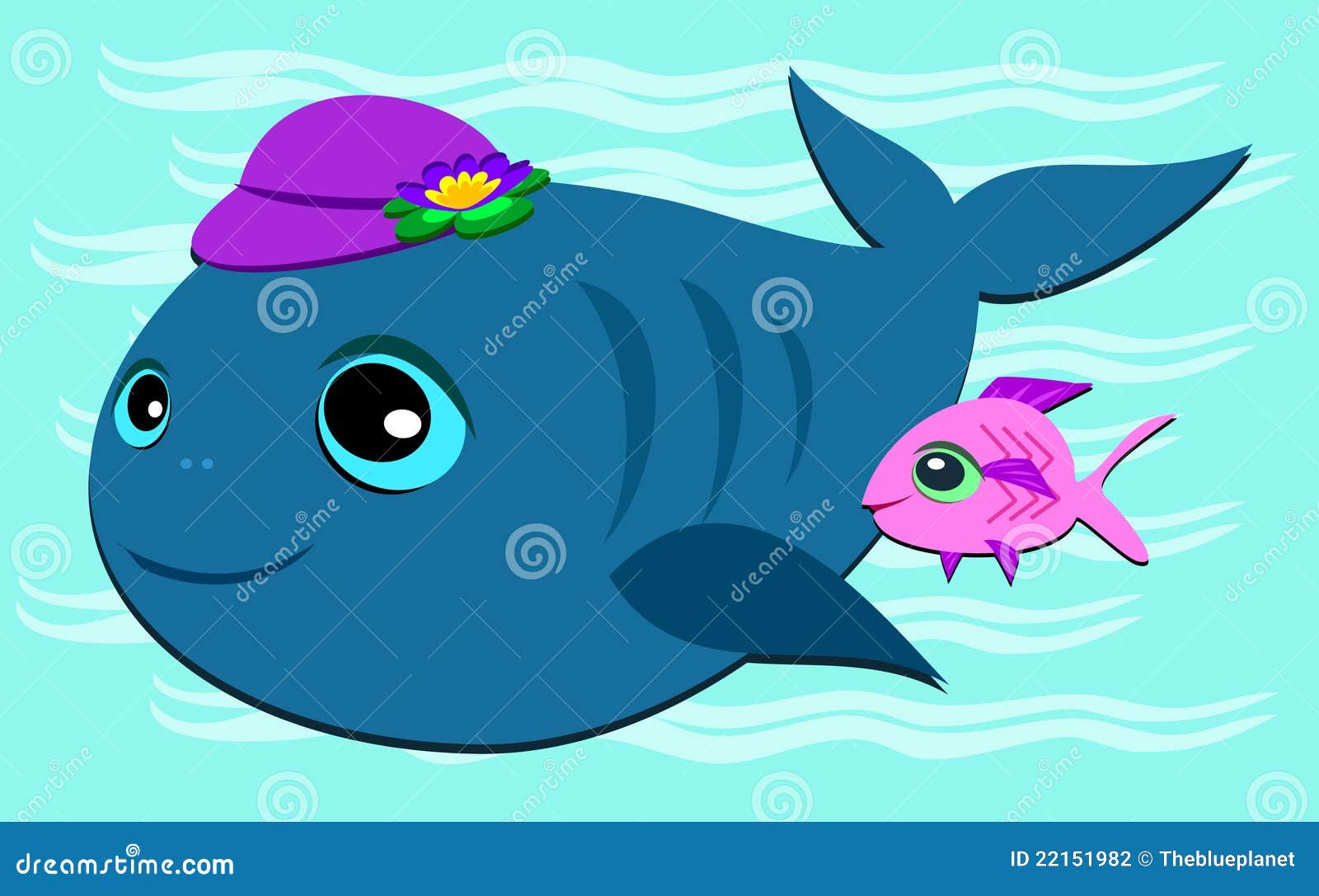 Wal Mit Hut Und Fisch Freund Vektor Abbildung - Illustration von ...