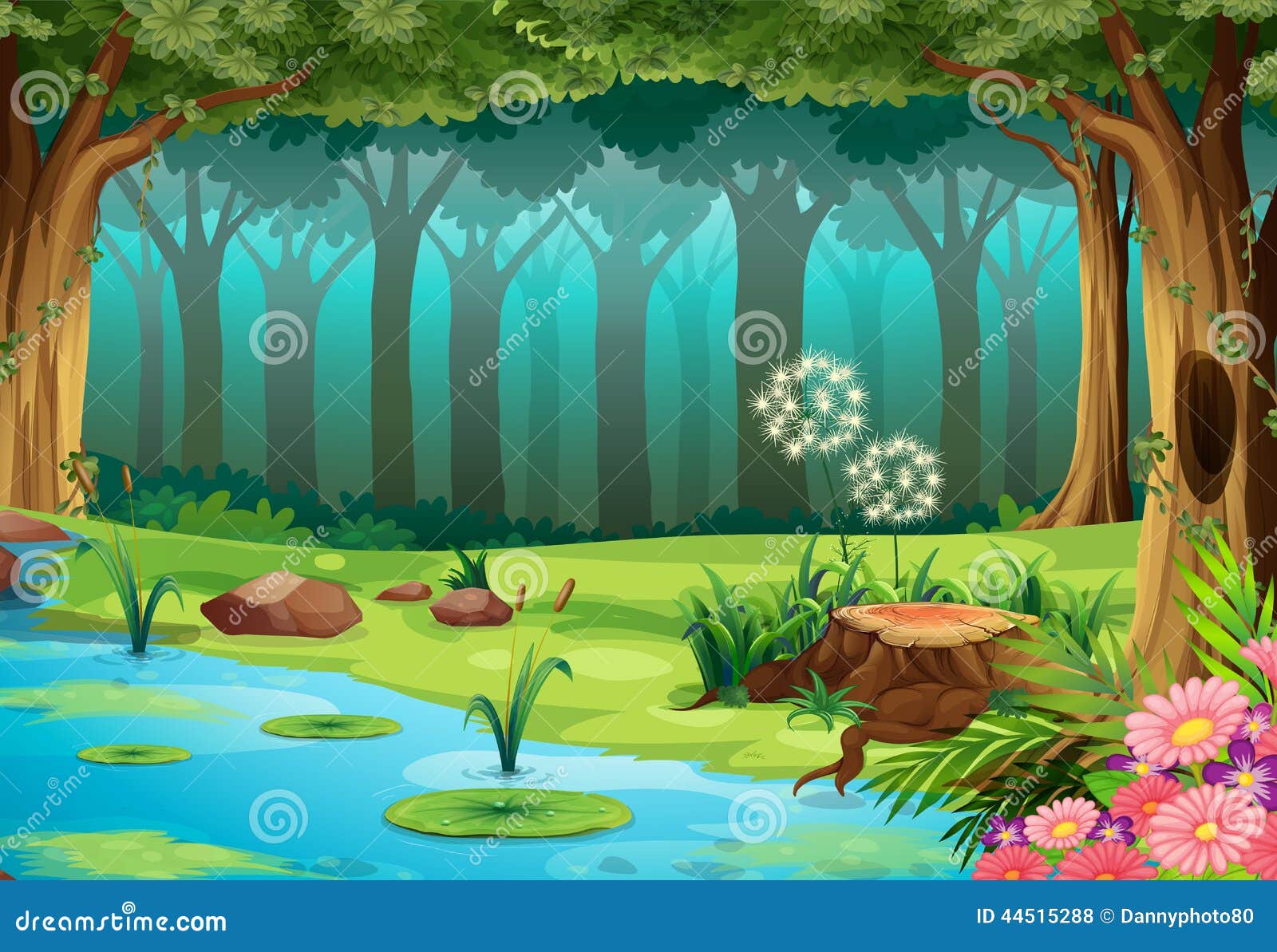 Wald vektor abbildung. Illustration von teich, kabel - 44515288