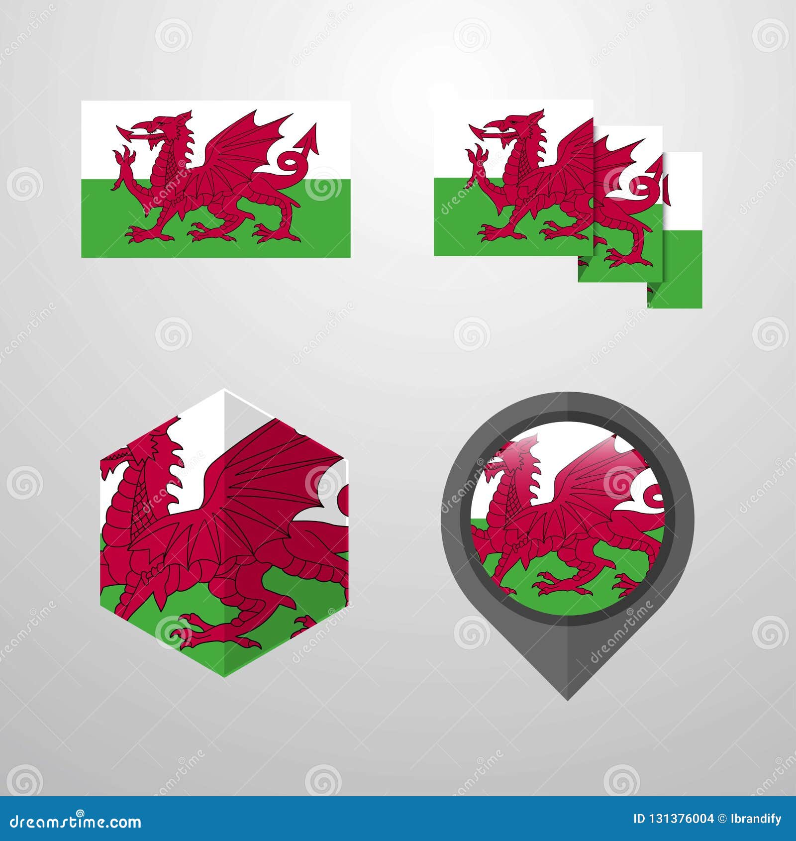 Wales Flag Design Set Vector Stock Vector - Illustration of vintage ...