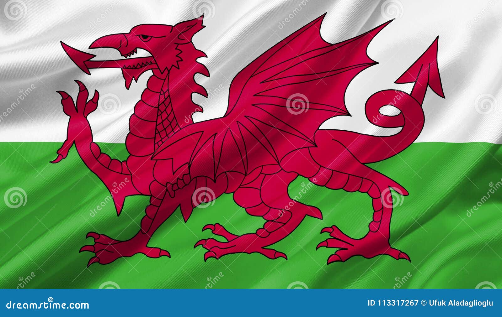 Wales Flag, Red Dragon On The White And Green. National Flag Of Wales ...